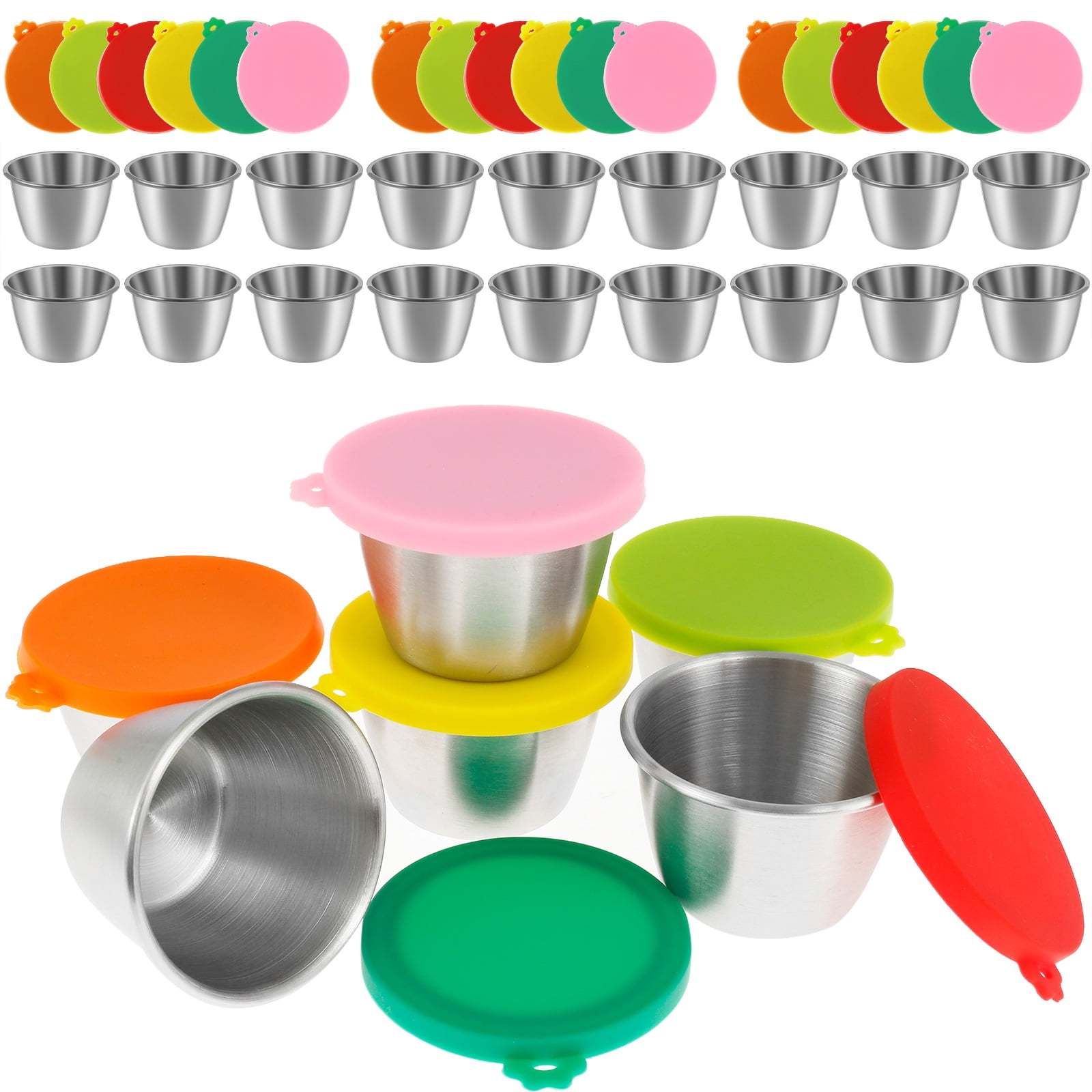 Ikoopy 24 Pack Small Stainless Steel Sauce Cup Multipurpose Anti ...
