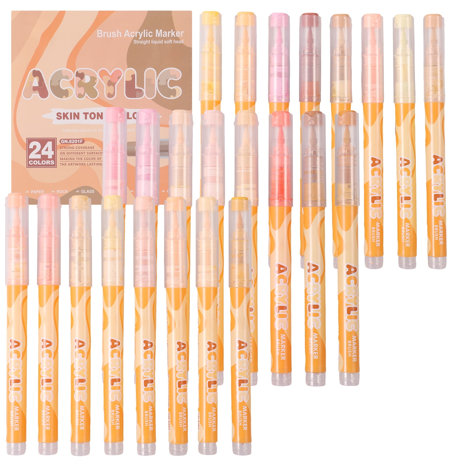 Ikoopy 24 Vibrant Color Straight Liquid Acrylic Markers Set for Paper ...