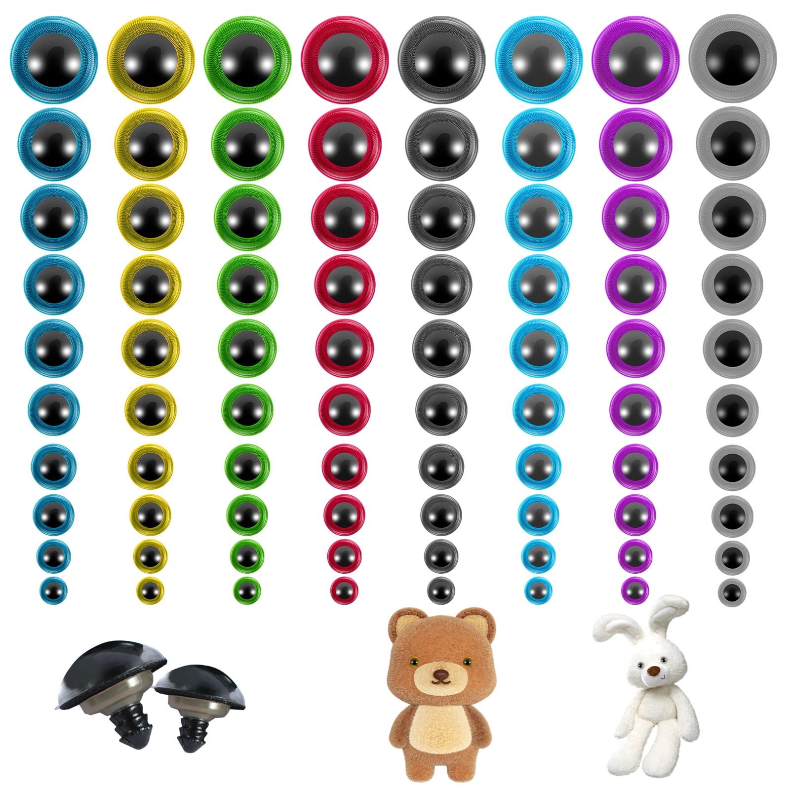 Ikoopy 240Pcs Plastic Safety Eyes 8 Sizes Stuffed Crochet Eyes Colorful ...