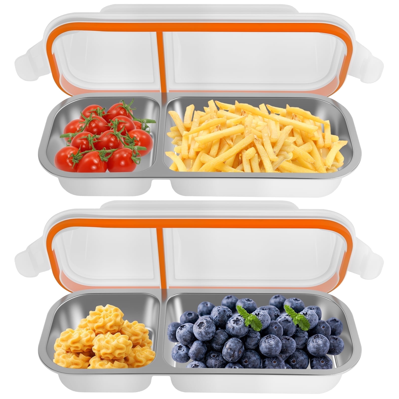 Ihvewuo 2PCS Stainless Steel Divided Snack Container with Lid for Kid ...