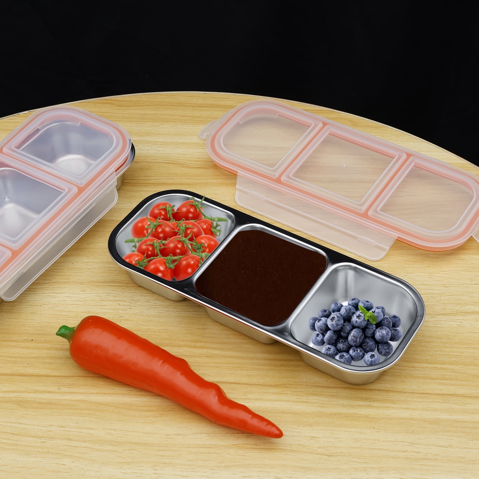 Ikoopy 2PCS Stainless Steel Divided Snack Container with Lid for Kid ...