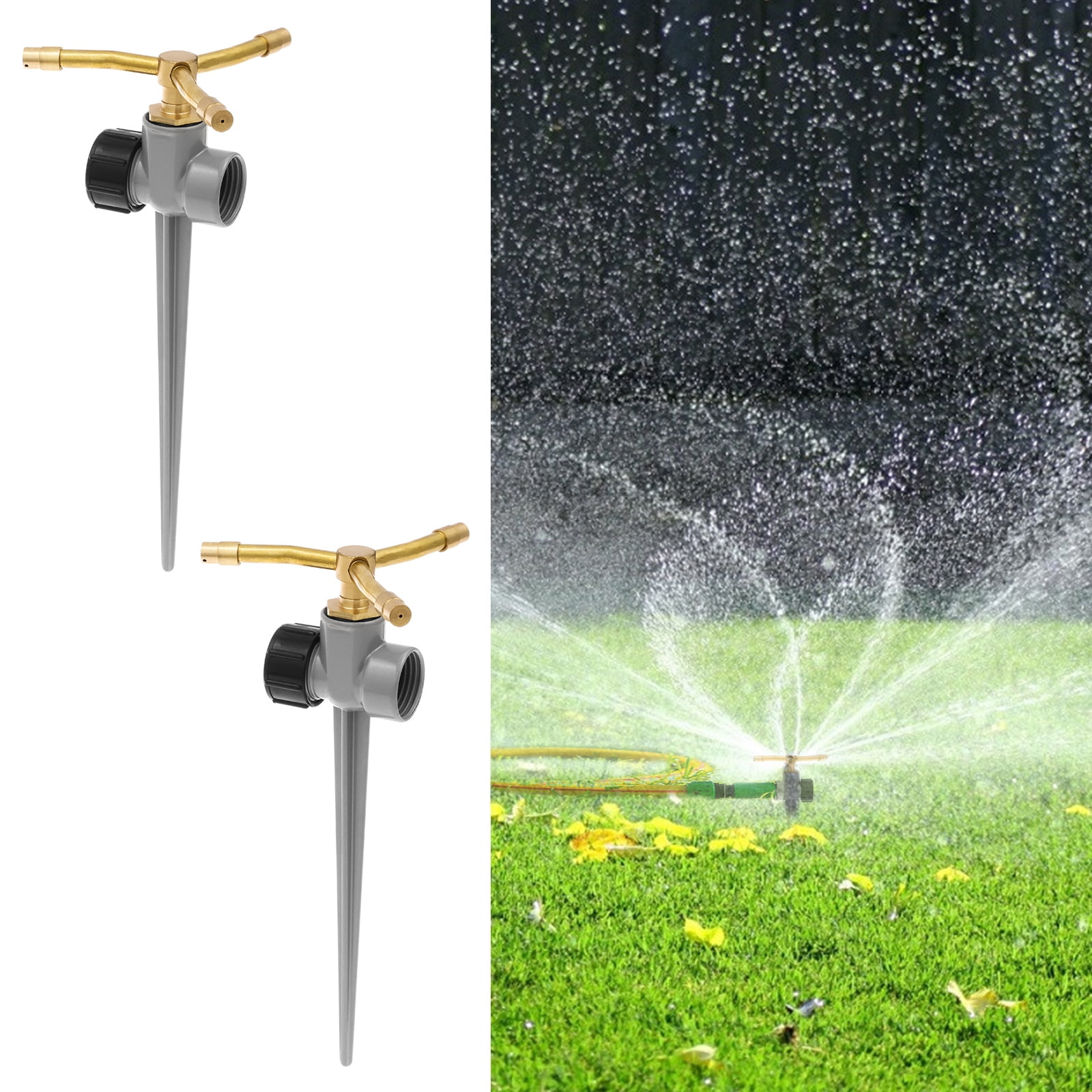 Ikoopy 2Pcs Aluminium Alloy Spike Style Lawn Water Sprinkler 360 Degree ...