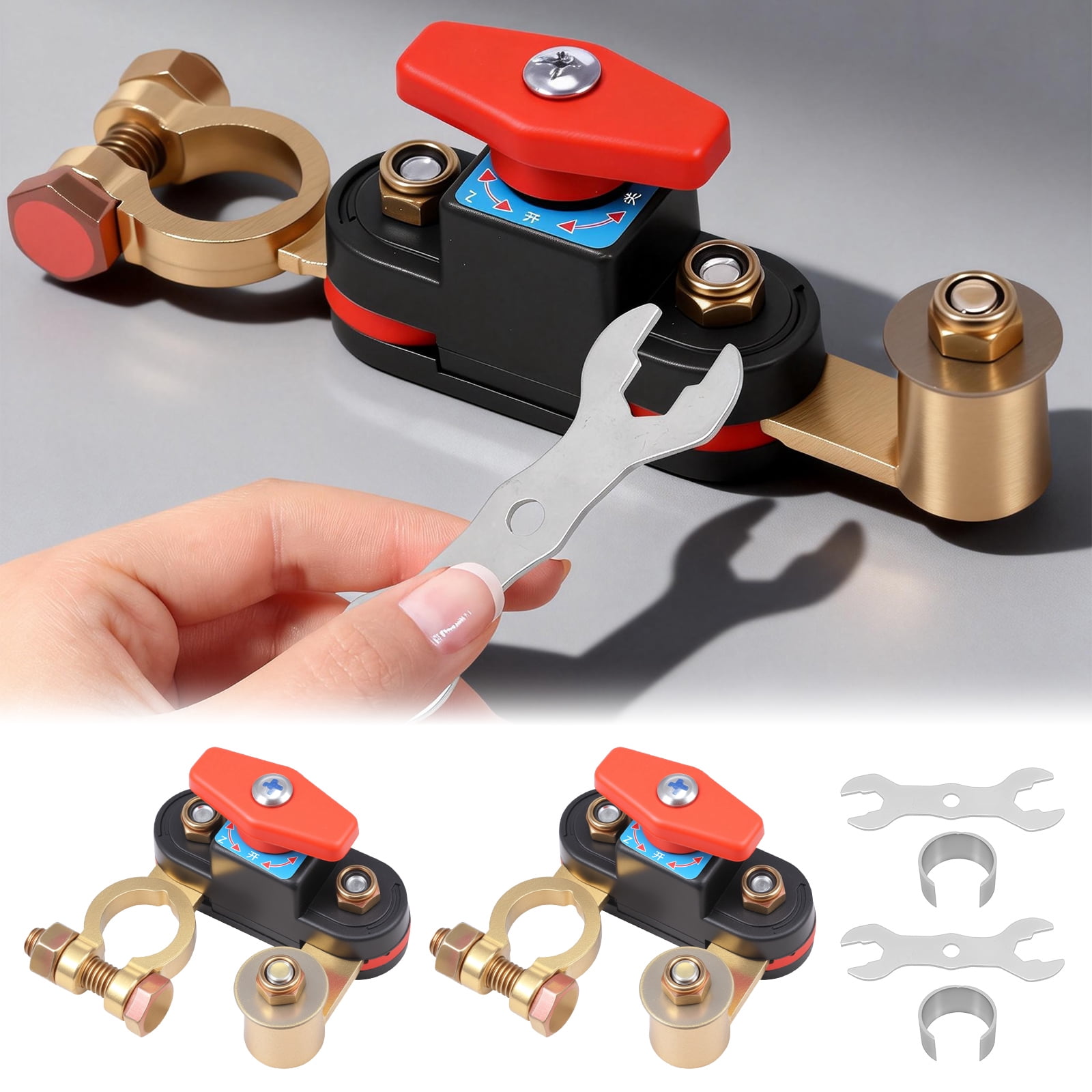 Ikoopy 2Pcs Car Battery Power Cut Off Switch Breaker Adjustable Copper ...