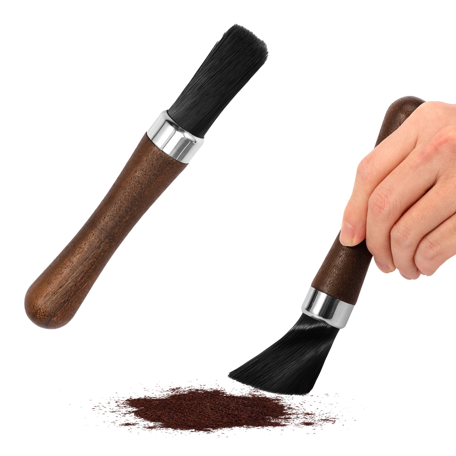 Ikoopy 2Pcs Coffee Bar Brush with Wooden Handle Nylon Bristle Powder ...