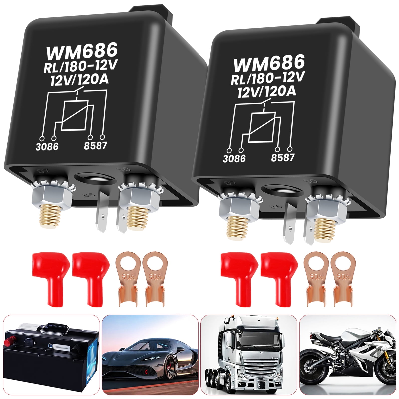 Ikoopy 2Pcs Continuous Duty Relay Heat Resistant Split Charge Relay ...