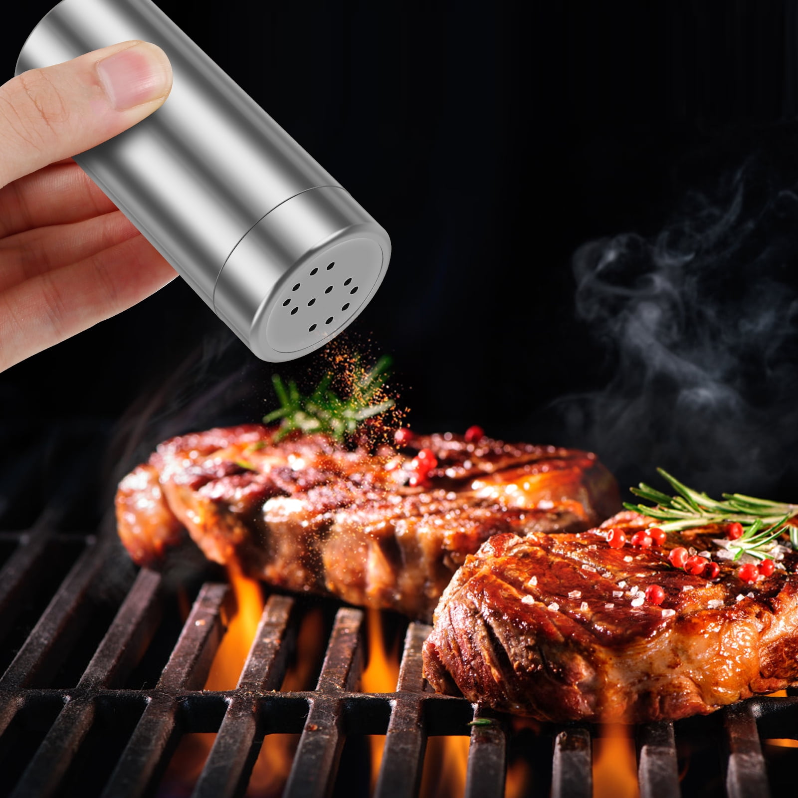 Ikoopy 2Pcs Salt and Pepper Shakers Set Stainless Steel Spice Dispenser ...