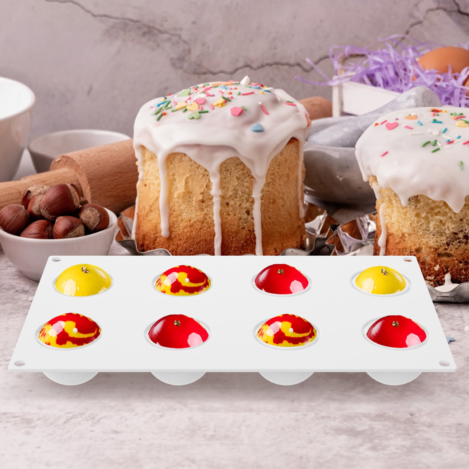 Ikoopy 2Pcs Silicone Truffle Ball Shape Mold Smooth Surface Sphere ...