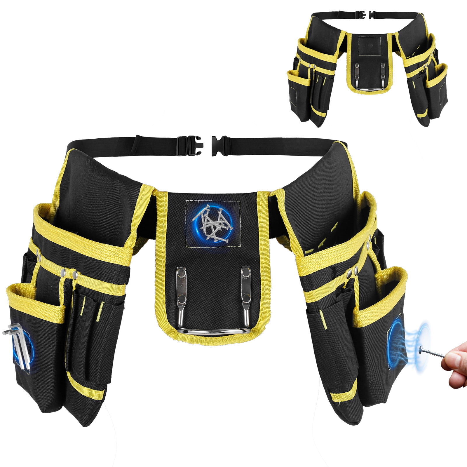 Ikoopy 2Pcs Tool Belt Bag Utility Belt Adjustable Pockets Tool Belts ...