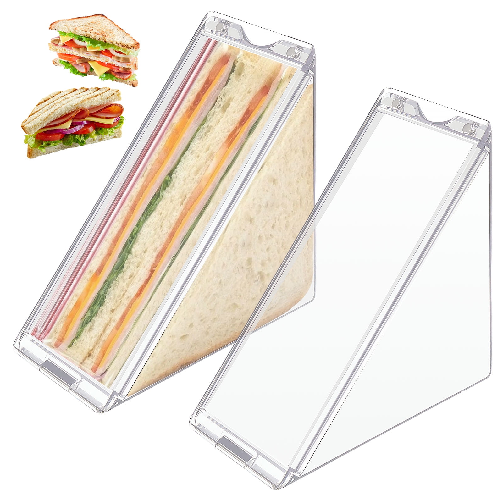 Ikoopy 2Pcs Triangle Sandwich Containers Plastic Sandwich Box Clear ...