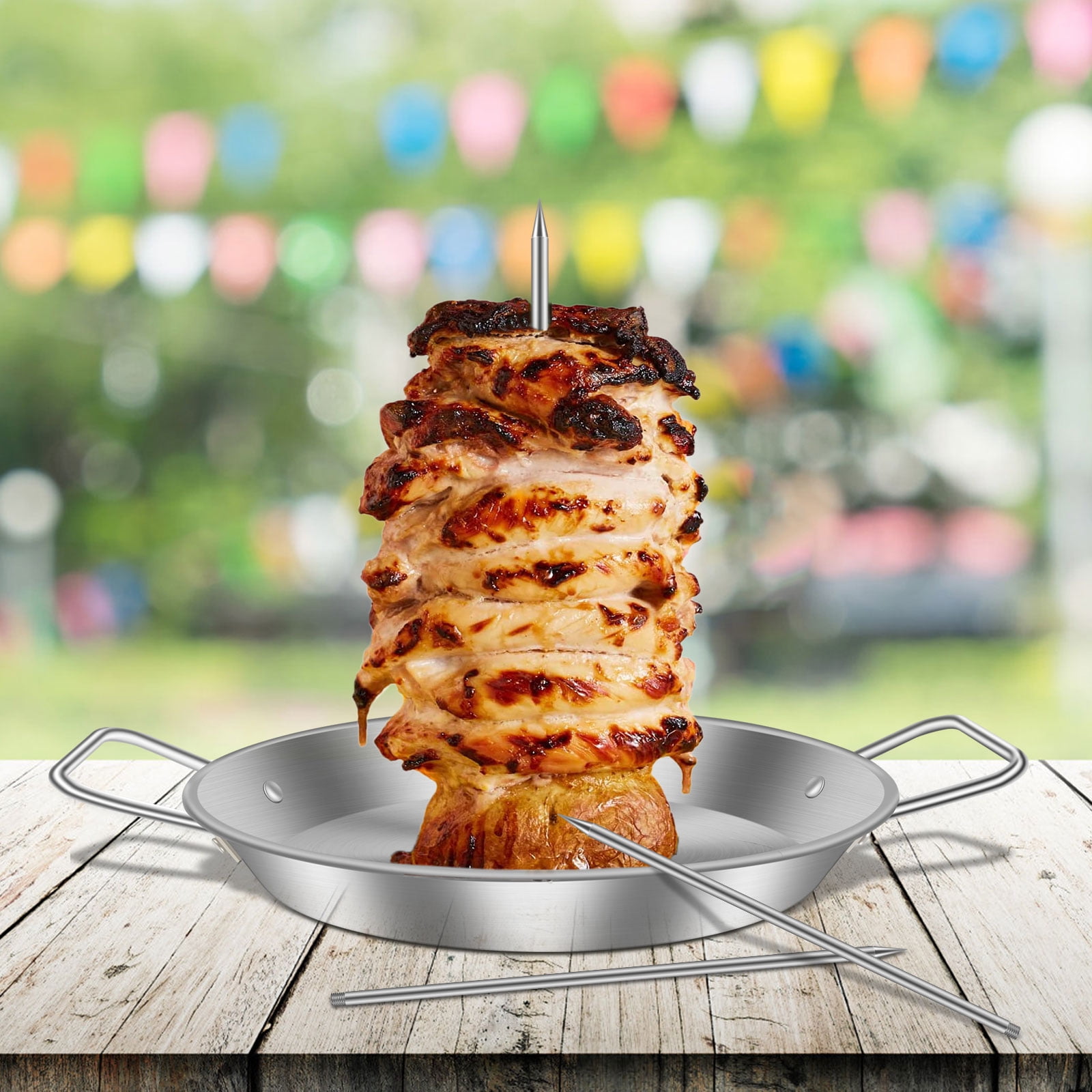 Ikoopy 2Set Vertical Meat Skewer Stainless Steel Vertical Skewer Grill ...