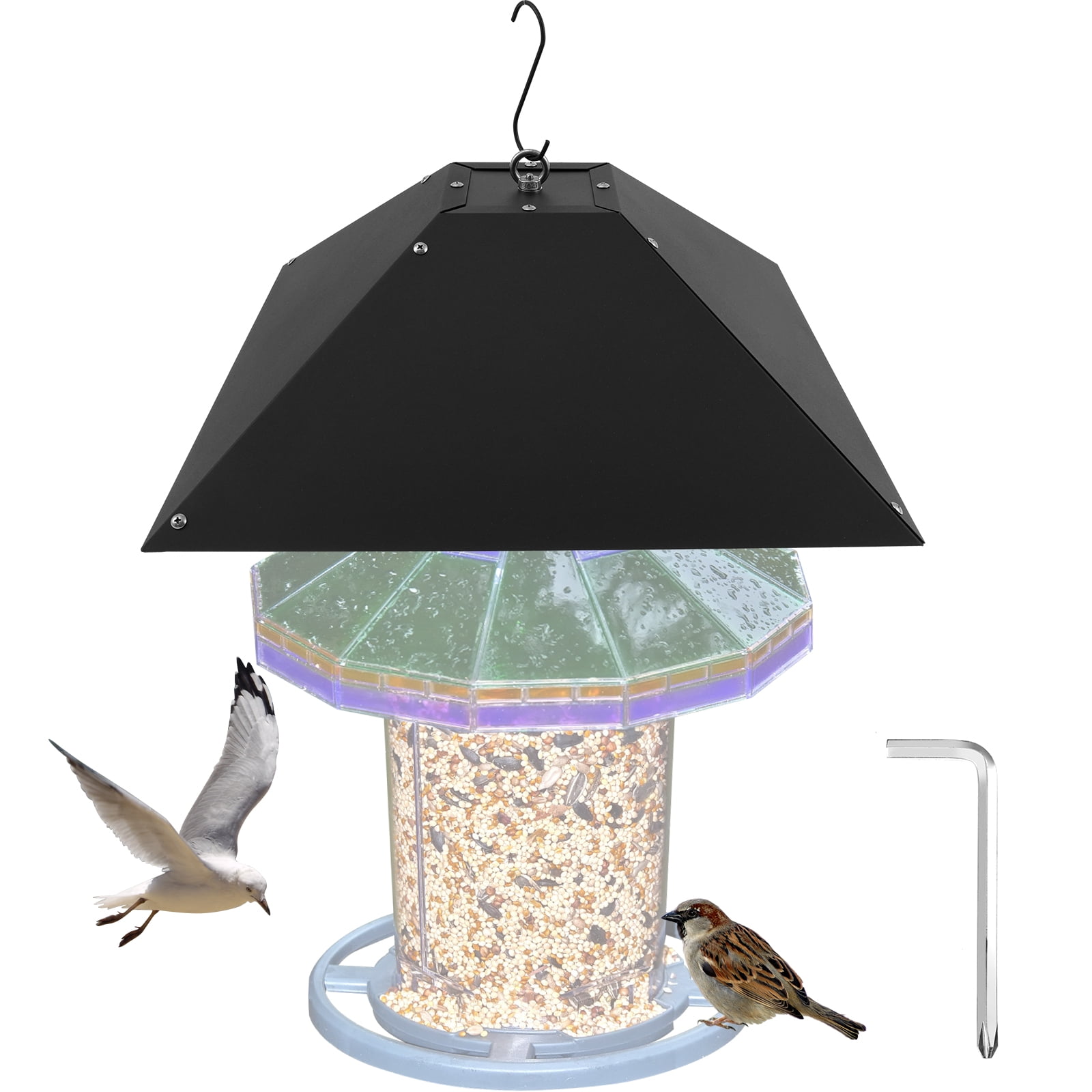 Ikoopy 2Sets Metal Squirrel Baffle Weatherproof Baffle for Bird Feeder ...