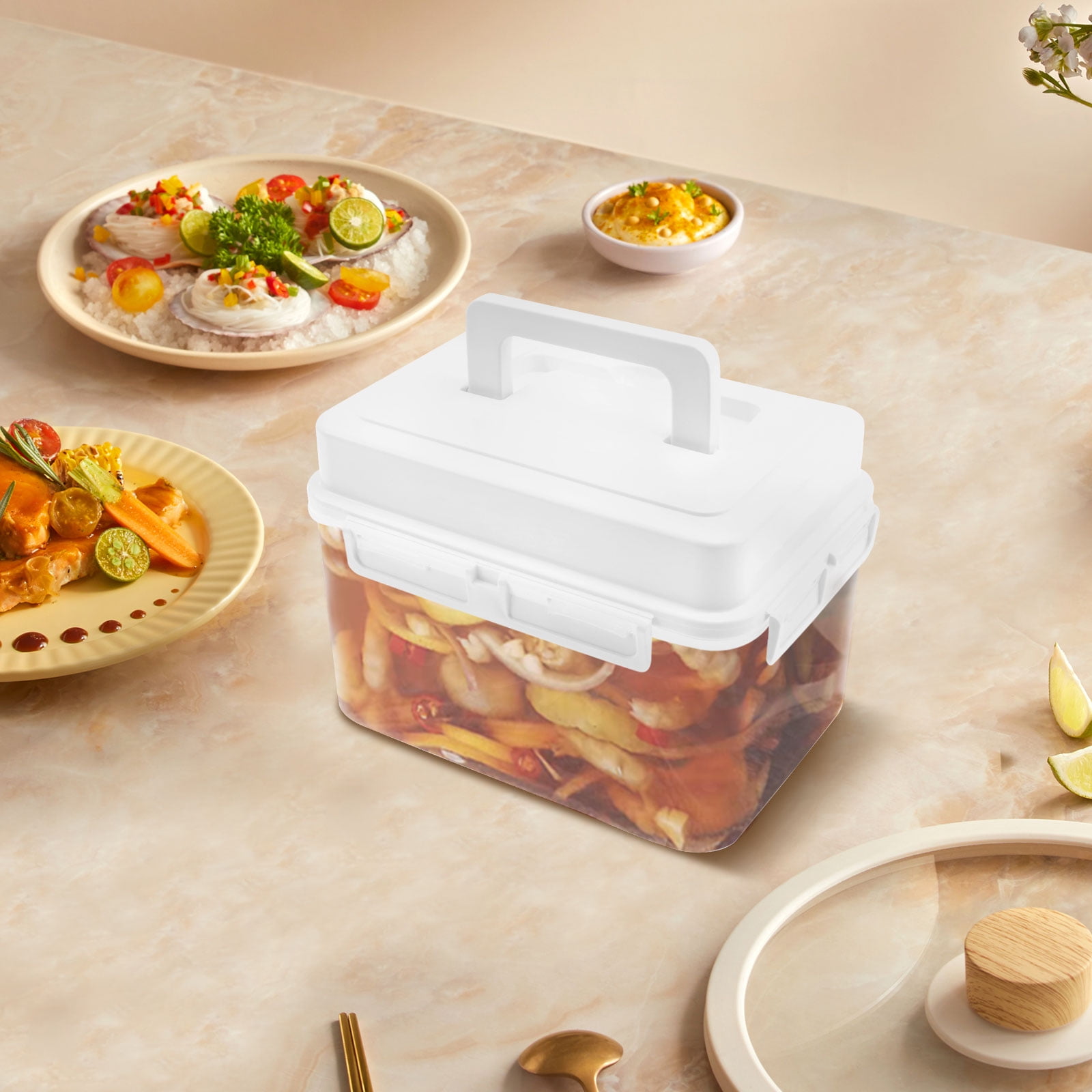 Ikoopy 2Sets Plastic Press Fermentation Container With Hidden Handle ...