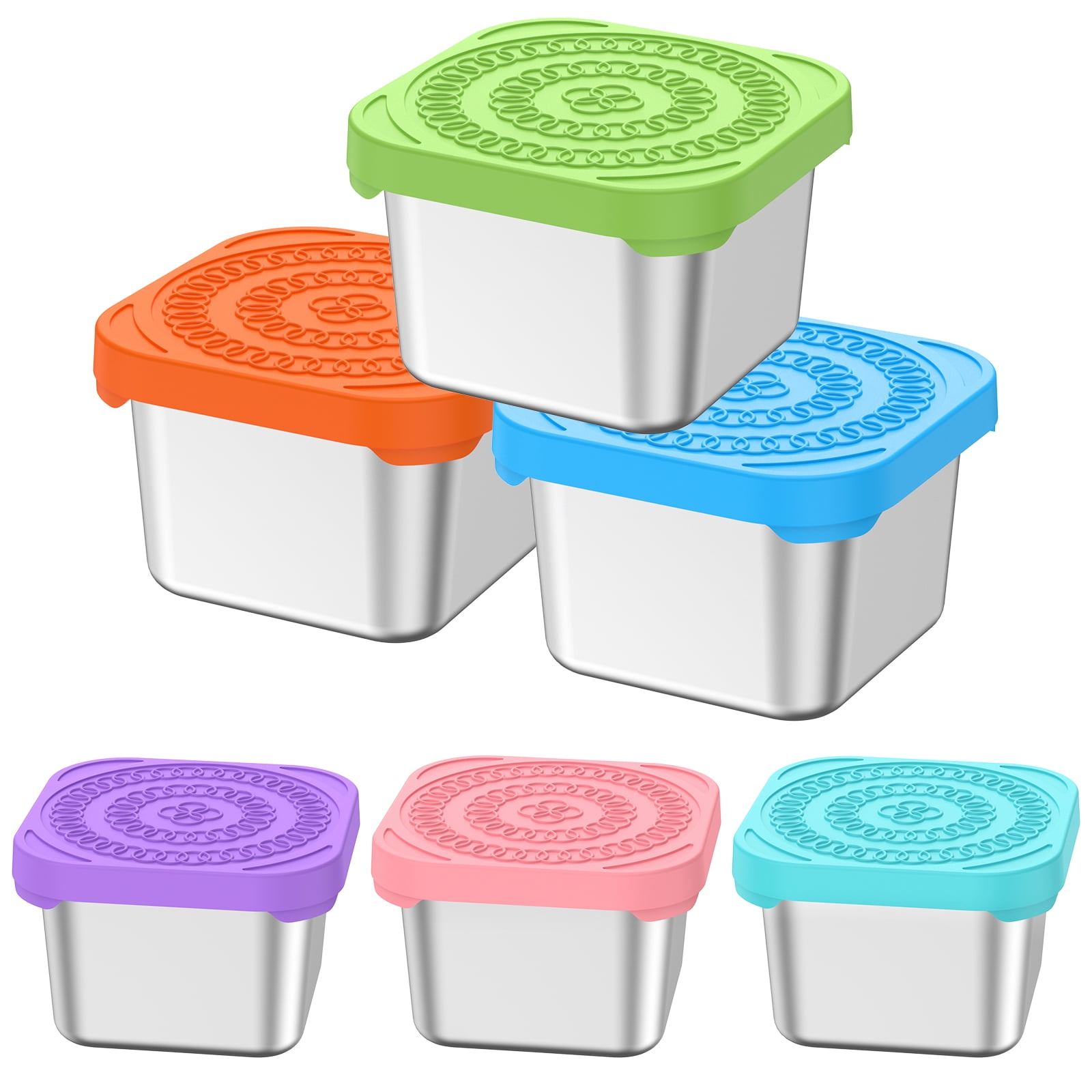 Ikoopy 3/4Pcs Stainless Steel Snack Containers Including Silicone Lids ...
