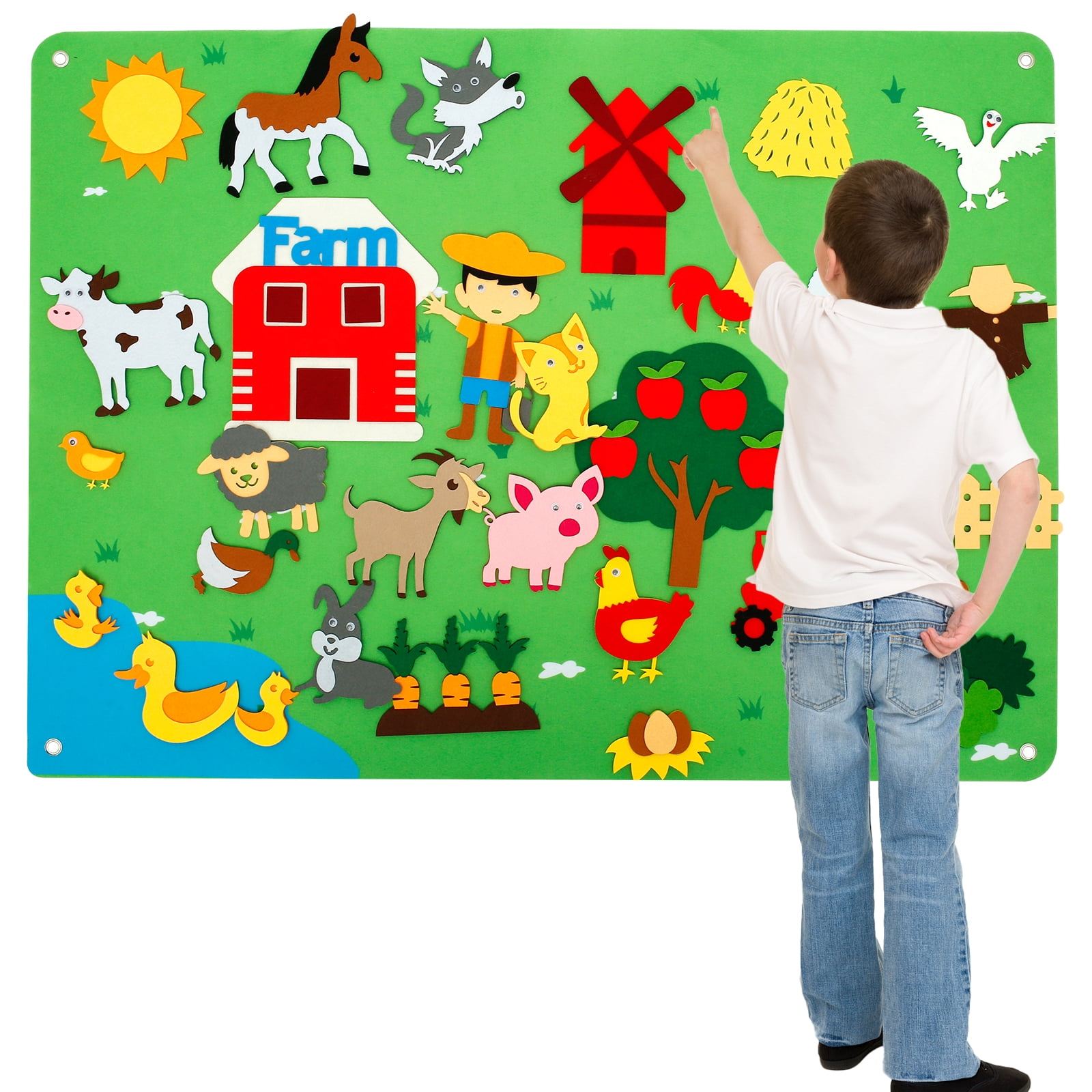 Ikoopy 3.5Ft Children's Teaching Felt Board Farm Animals Felt-Board ...