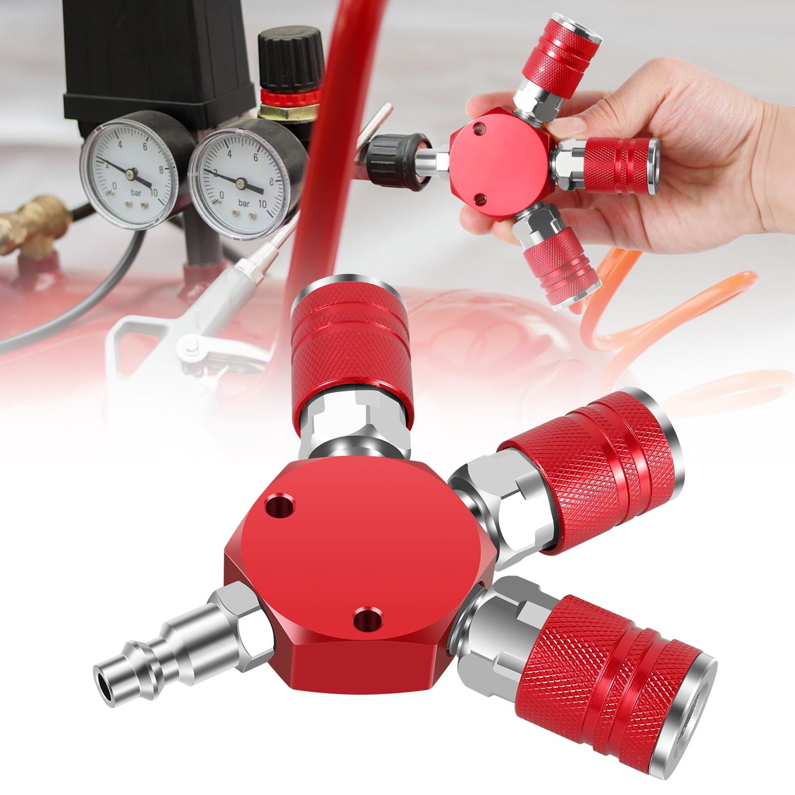 Ikoopy 3 Way Air Manifold Carbon Steel Air Hose Splitter Durable 1 ...