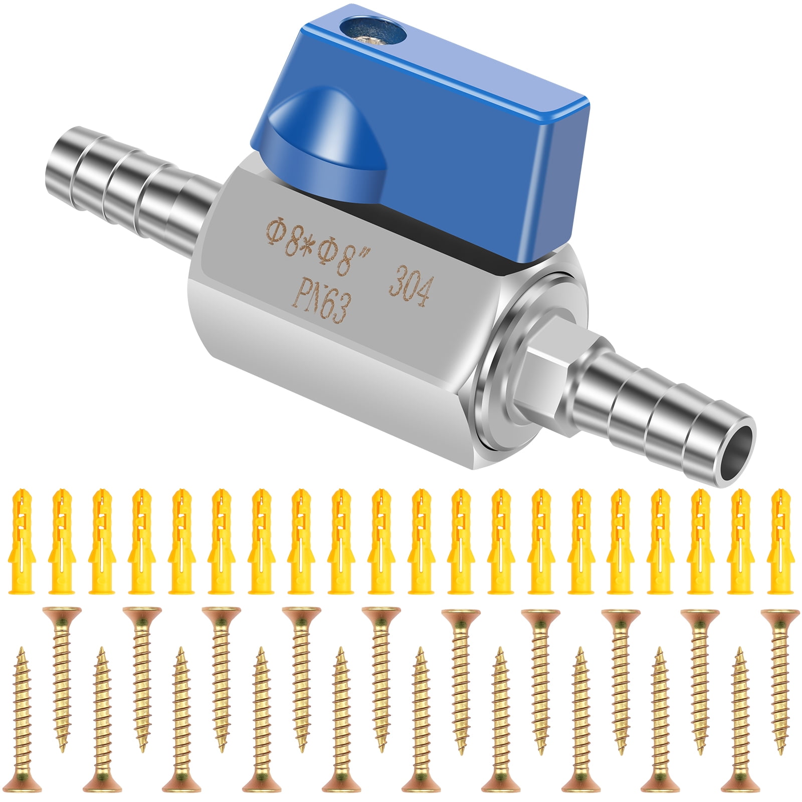 Ikoopy 304 Stainless Steel Ball Valve 8 mm Precise Mini Shut Off Ball ...