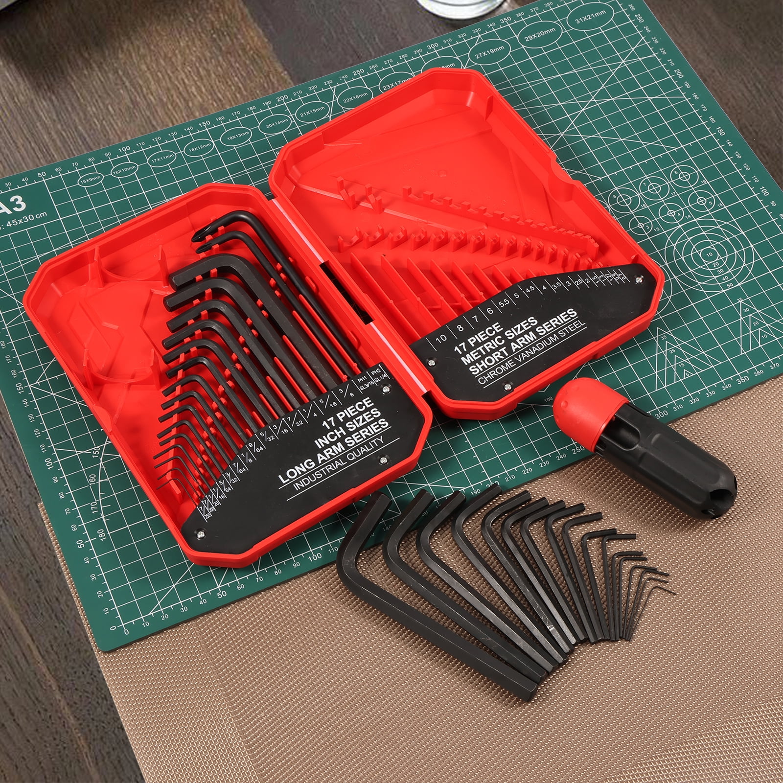 Ikoopy 35Pcs Allen Wrench Set Chrome Vanadium Steel L Shape Hex Key ...
