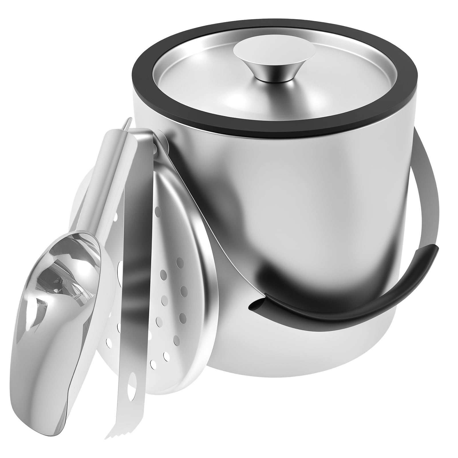 Ikoopy 3L Double Tier Ice Bucket with Lid for Party Stainless Steel ...