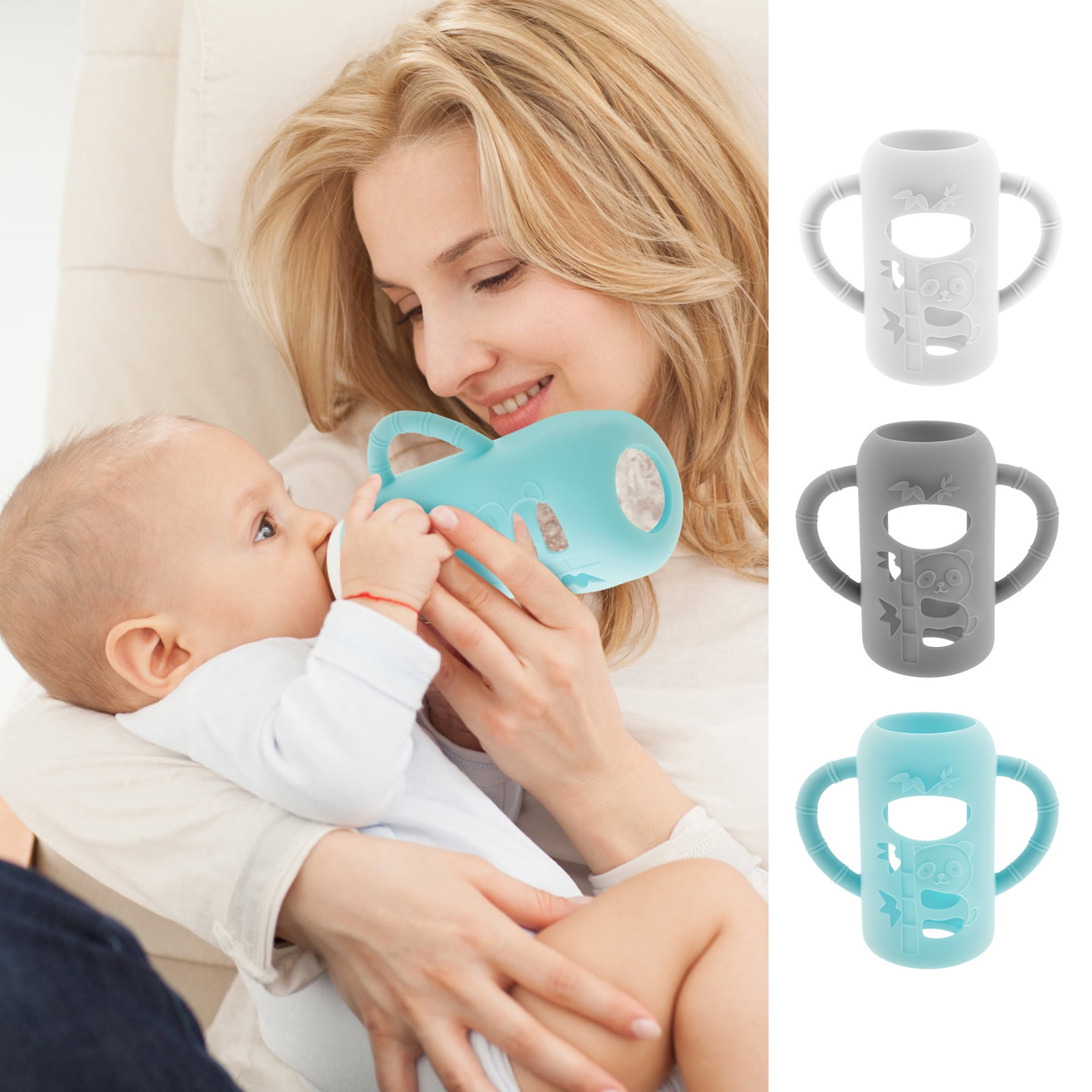 Ikoopy 3Pcs Baby Bottle Sleeves with Handle Insulated Glass Baby Bottle ...