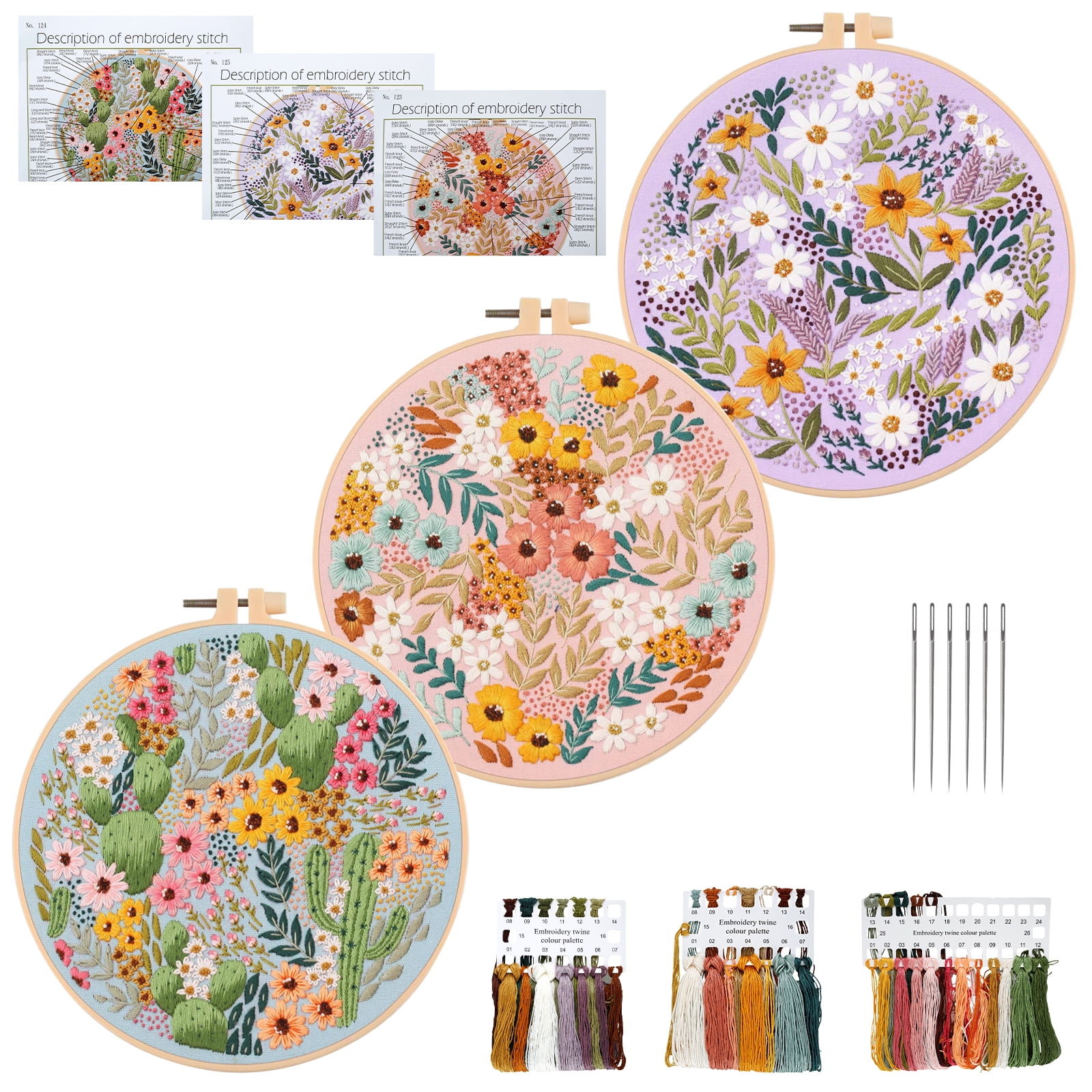 Ikoopy 3Pcs Embroidery Kit for Beginners Cross Stitch Kit with ...