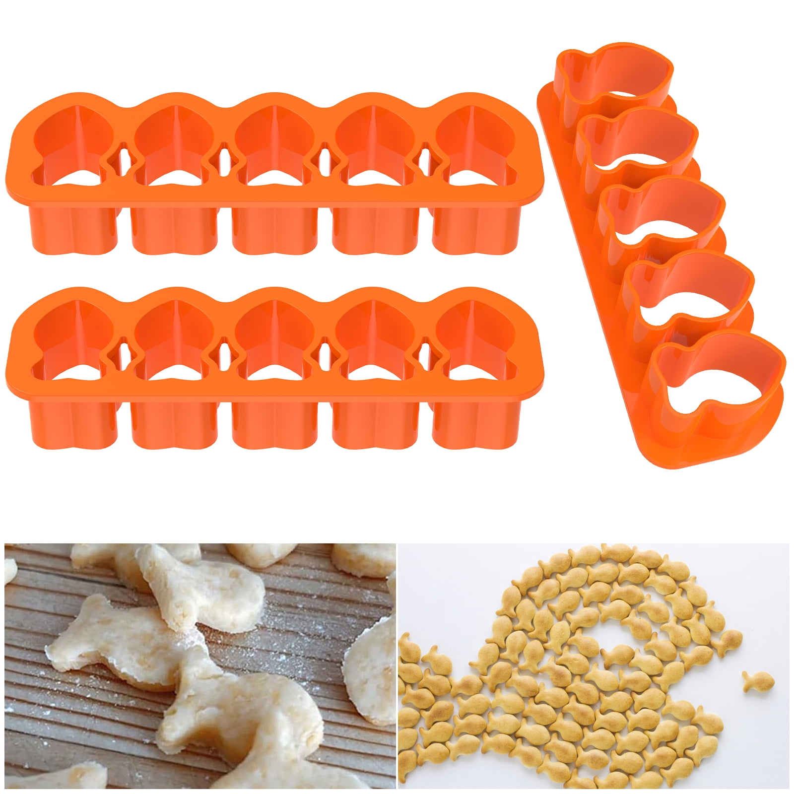 Ikoopy 3Pcs Fish Cookie Cutter 5 Cavity Fish Cracker Cutter Tiny Fish ...