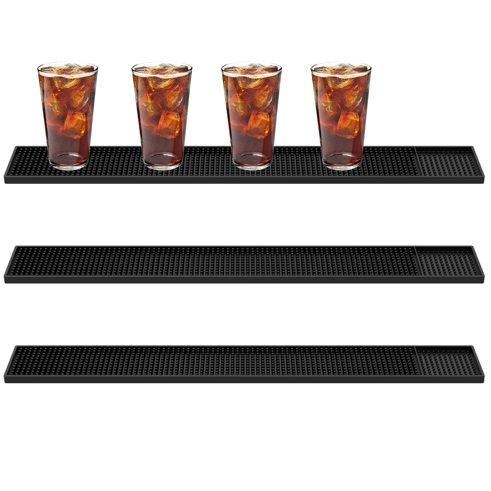 Ikoopy 3Pcs Rubber Bar Mats Nonslip Black Bar Counter Service Spill Mat ...