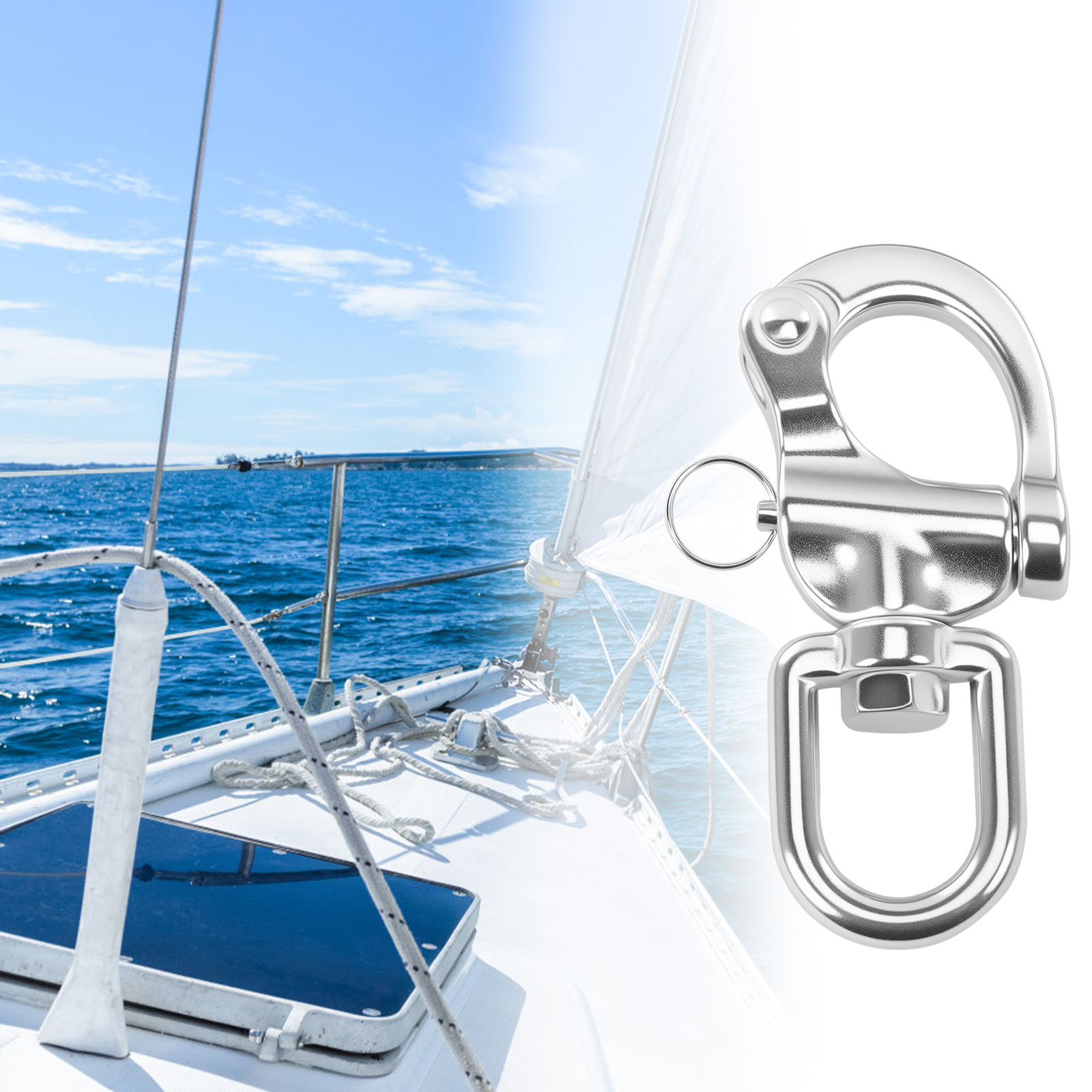 Ikoopy 4/3/2 Pcs 316 Stainless Steel Snap Swivel Shackle 360 Degree ...