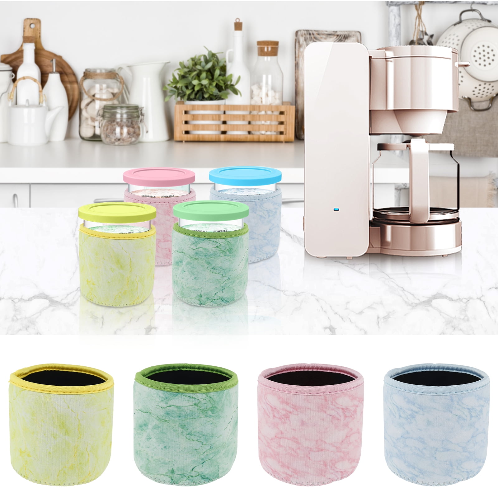 Ikoopy 4 Pack Ice Cream Sleeve Reusable Insulated Ice Cream Sleeve ...