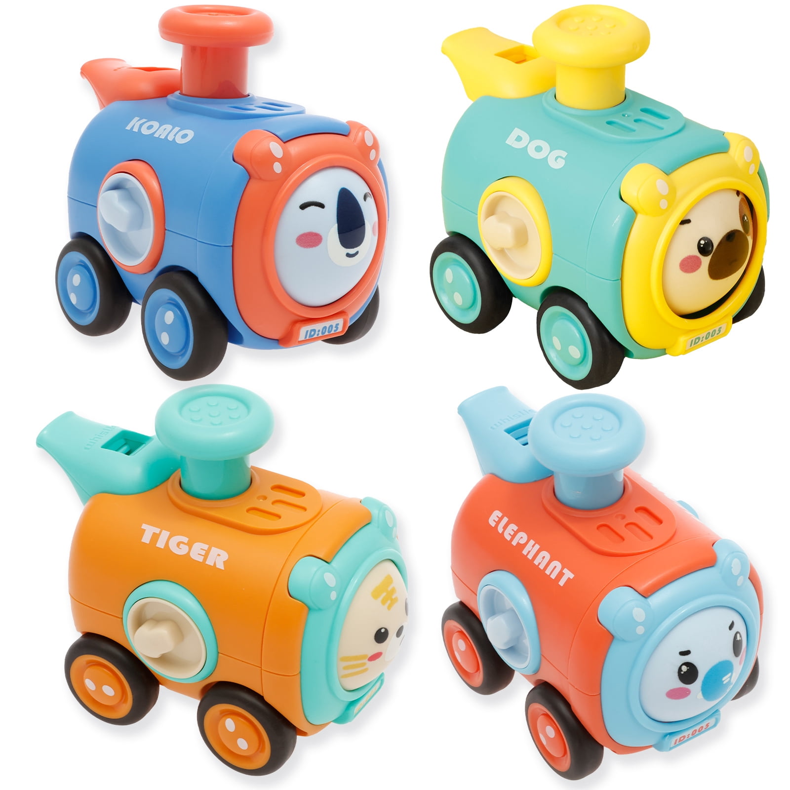 Ikoopy 4 Pcs Press to Go Car Toy for Toddlers Cute Baby Train Car ...