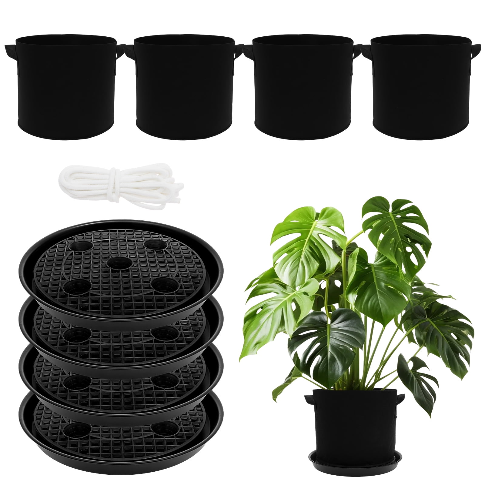 Ikoopy 4 Pcs Self Watering Vegetation Tray Elevated Plastic Pot Base ...