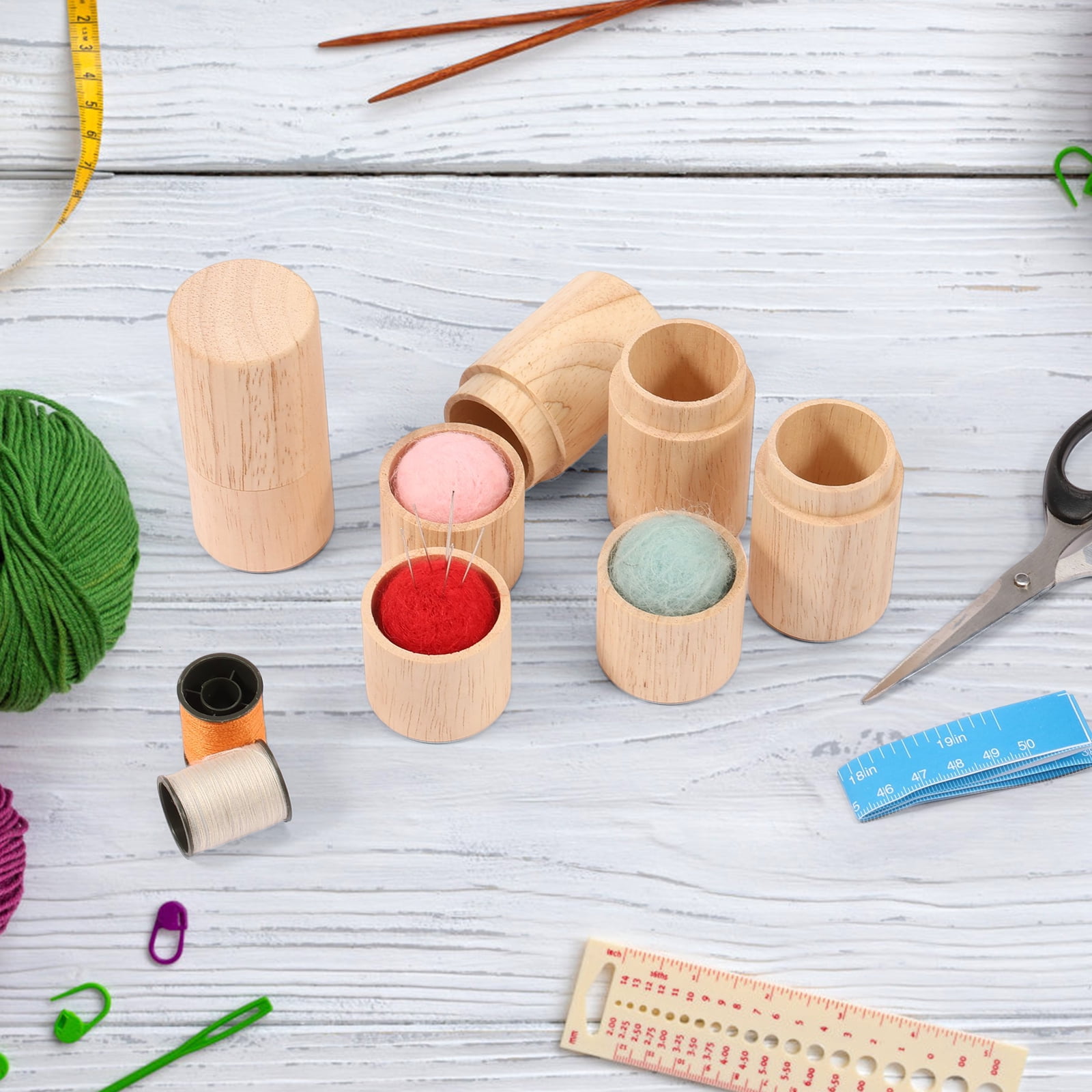 Ikoopy 4 Pcs Wood Sewing Needle Case Portable Needle Storage Case ...