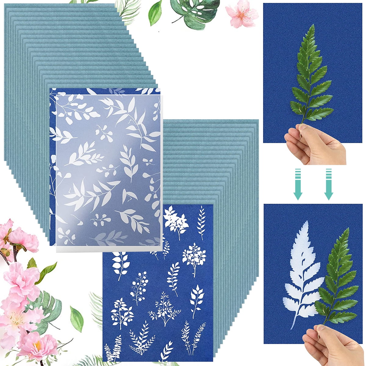 Ikoopy 40pcs Sun Print Paper Kit with Acrylic Panel 5.8x8.3" A5 Sun ...