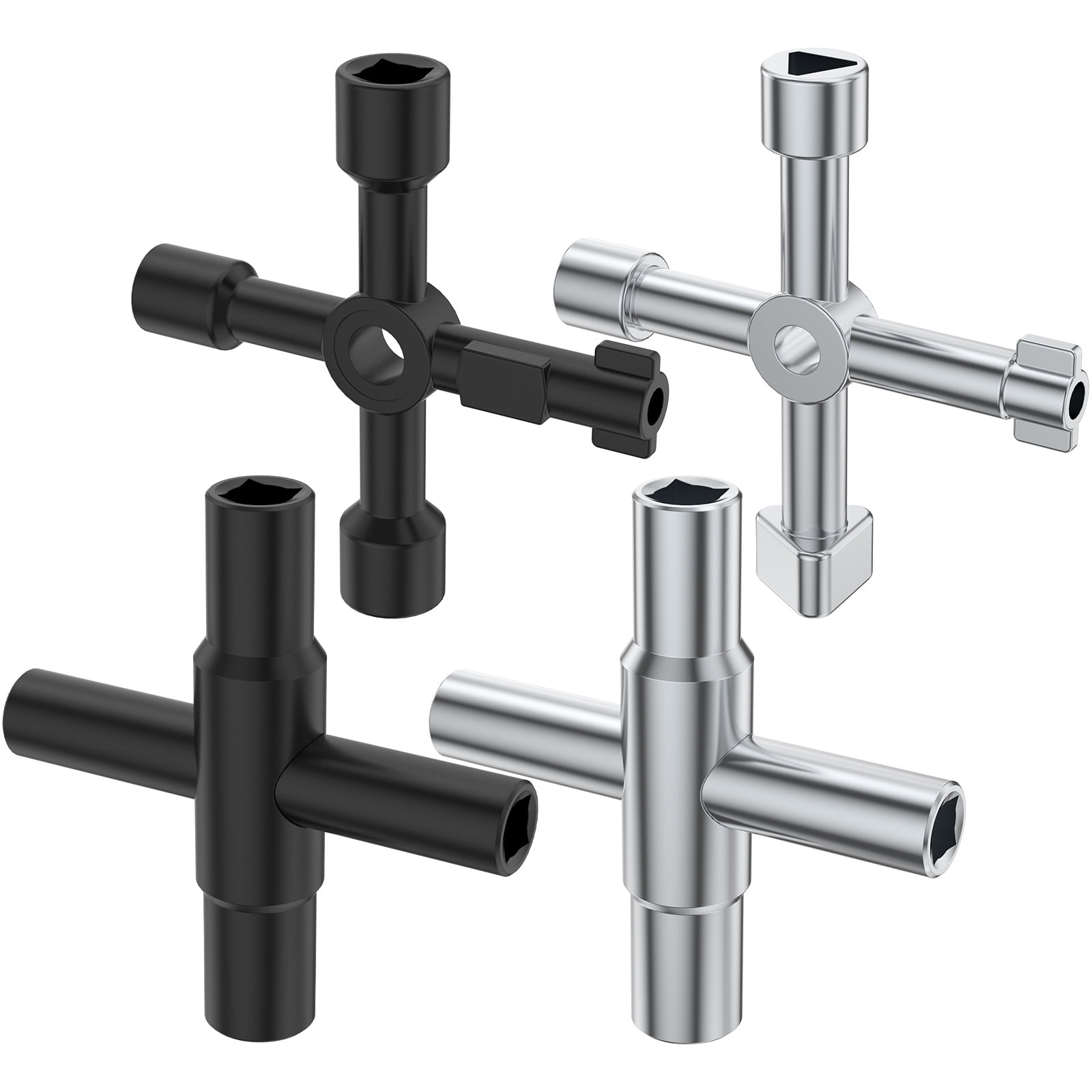 Ikoopy 4Pcs 4 Way Sillcock Key Tool Steel Water Keys Triangle Square ...