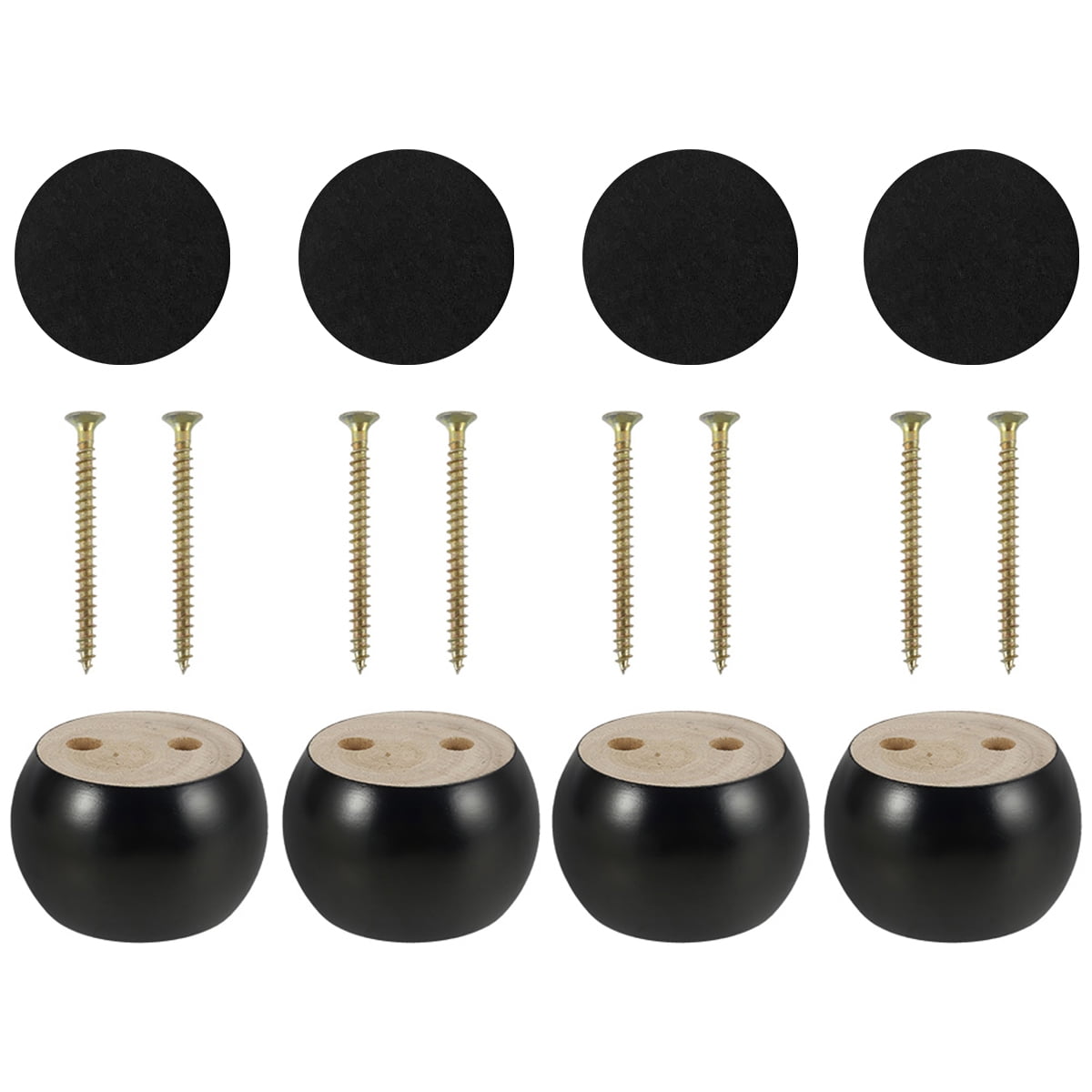 Ikoopy 4pcs Solid Wood Furniture Legs Round Shape Bun Feet Replacement ...