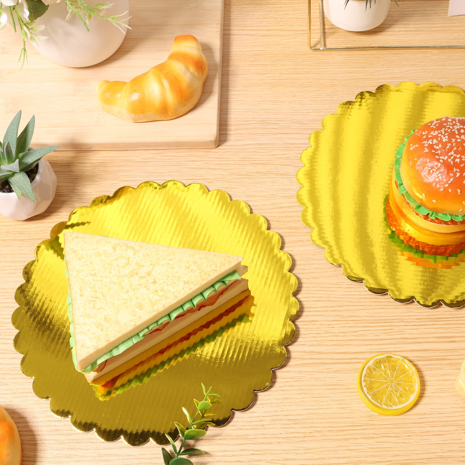 Ikoopy 50Pcs Round Cake Base Board 8/10 Inch Corrugated Paper Gold Cake ...