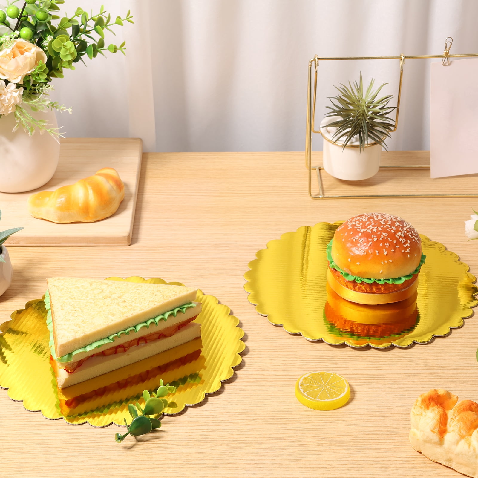 Ikoopy 50Pcs Round Cake Base Board 8/10 Inch Corrugated Paper Gold Cake ...