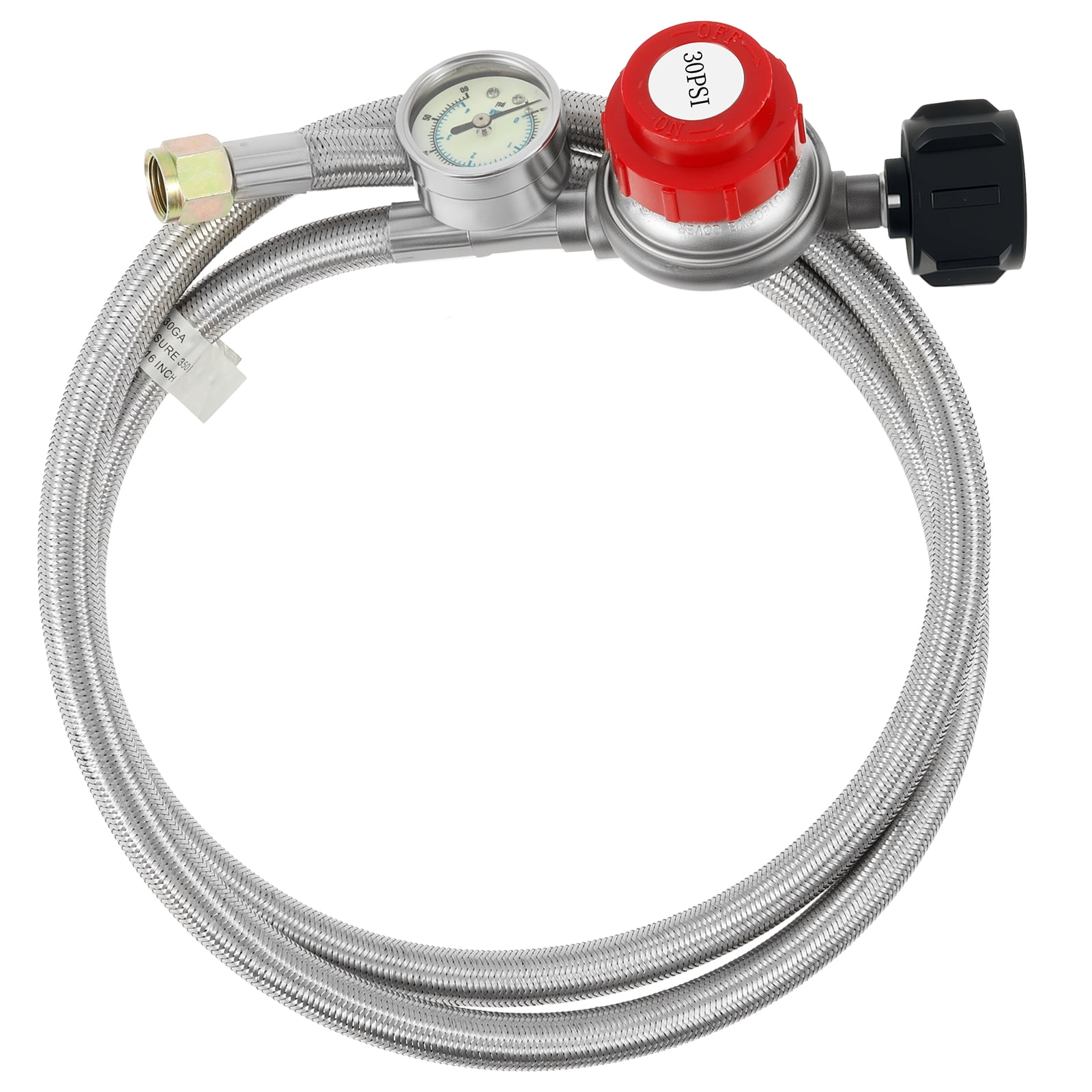 Ikoopy 5FT Stainless Steel Brass Propane Regulator And Hose 30 PSI ...