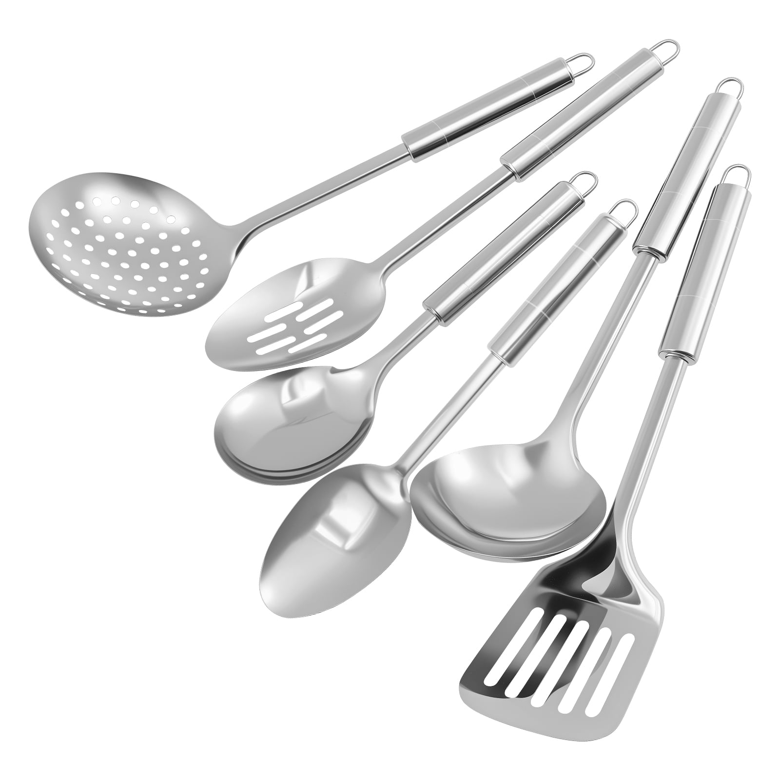Ikoopy 6 Pcs Cooking Utensils Set Stainless Steel Kitchen Utensil Set ...