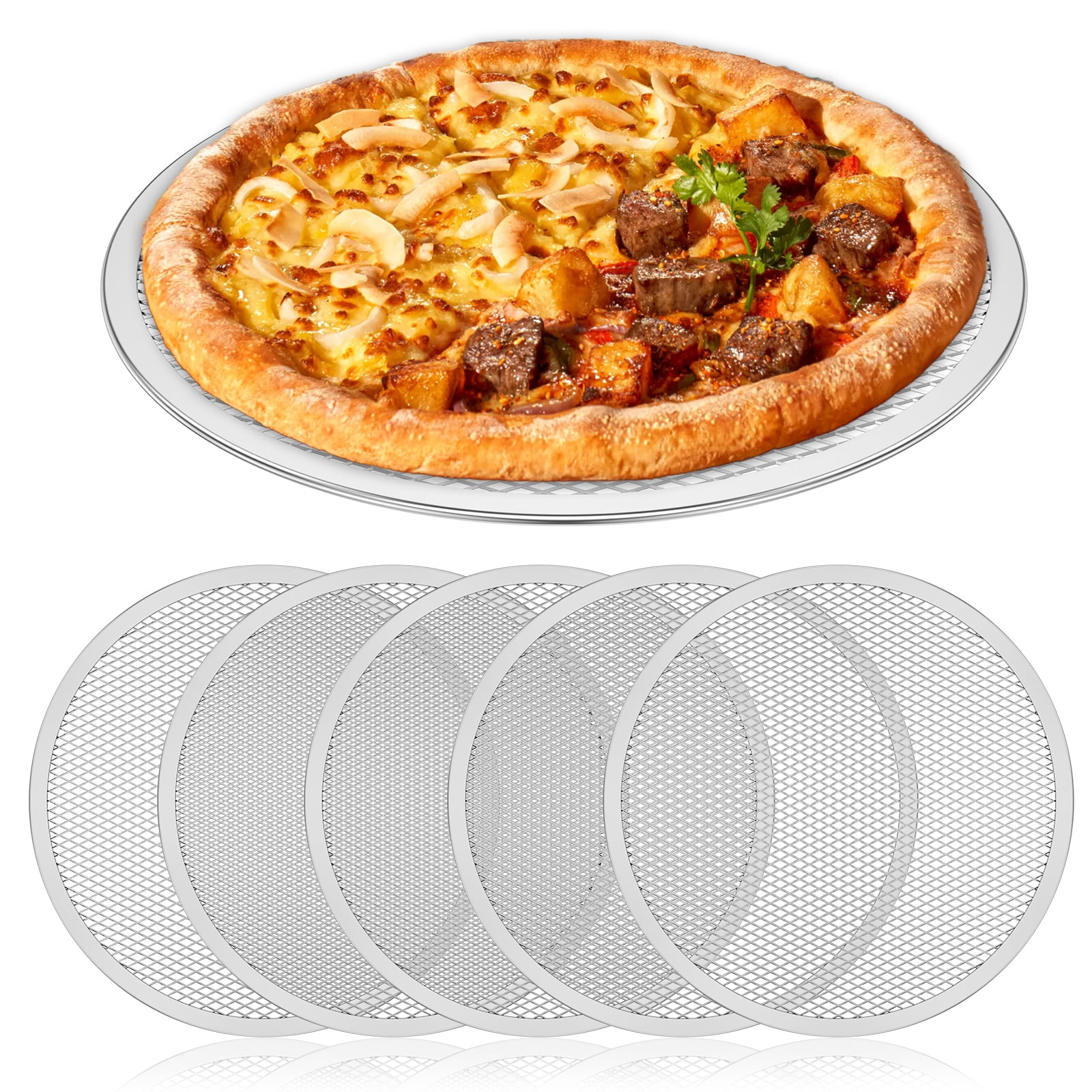 Ikoopy 6Pcs Pizza Tray 12 inch Pizza Screen Non Stick Pizza Oven Tray ...