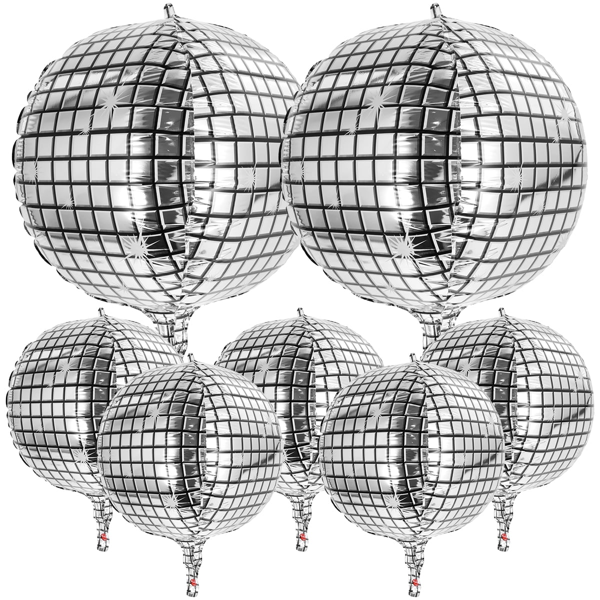 Ikoopy 7Pcs Disco Ball Balloon Disco Foil Balloon Reusable 360° Round ...