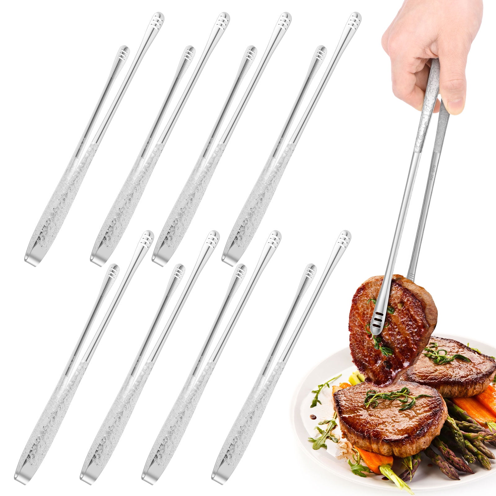 Ikoopy 8 Pcs 11 Inch Kitchen Tong Korean BBQ Tweezer for Cooking ...