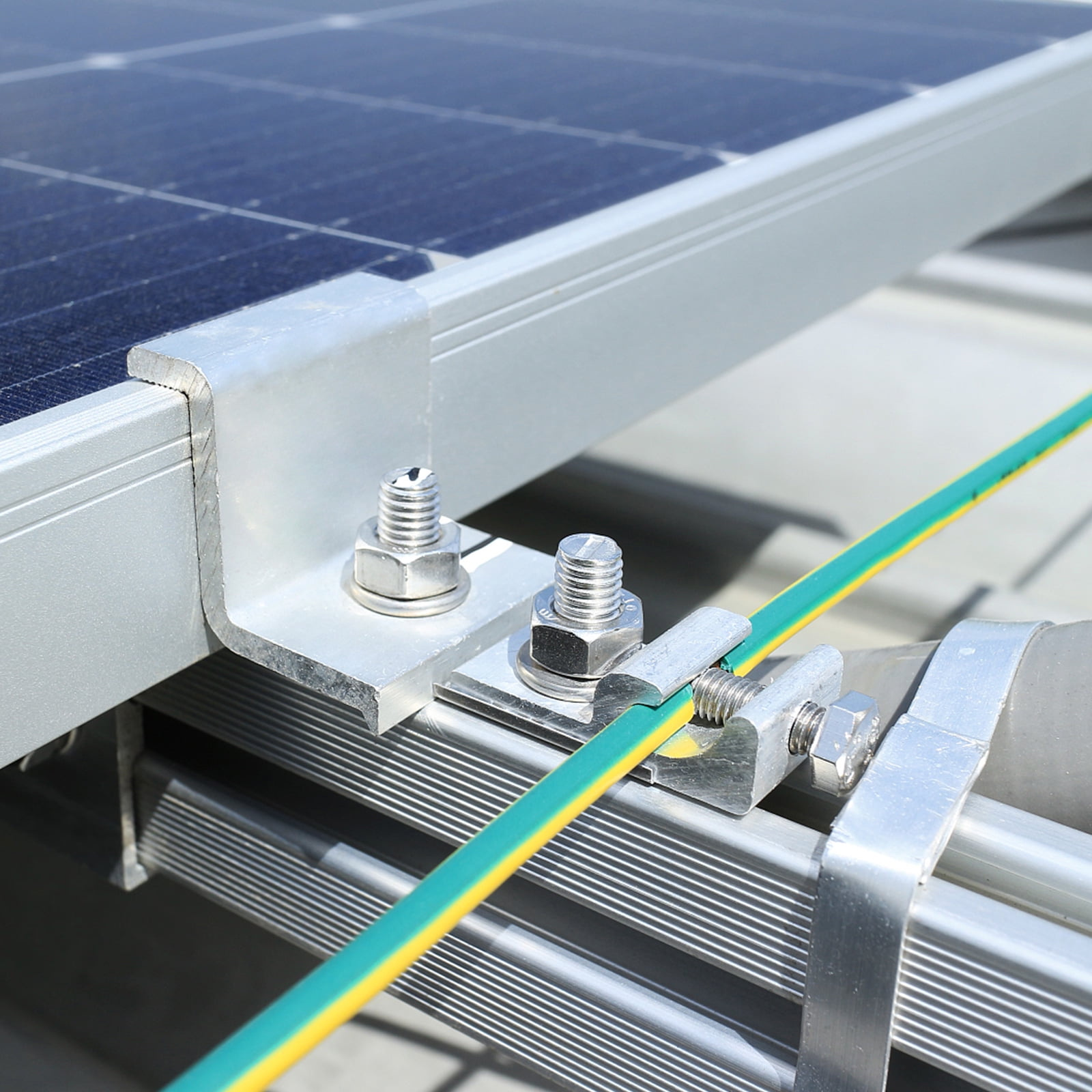 Ikoopy 8 Pcs Earth Clamp Reusable Solar Panel Grounding Clip Weather ...