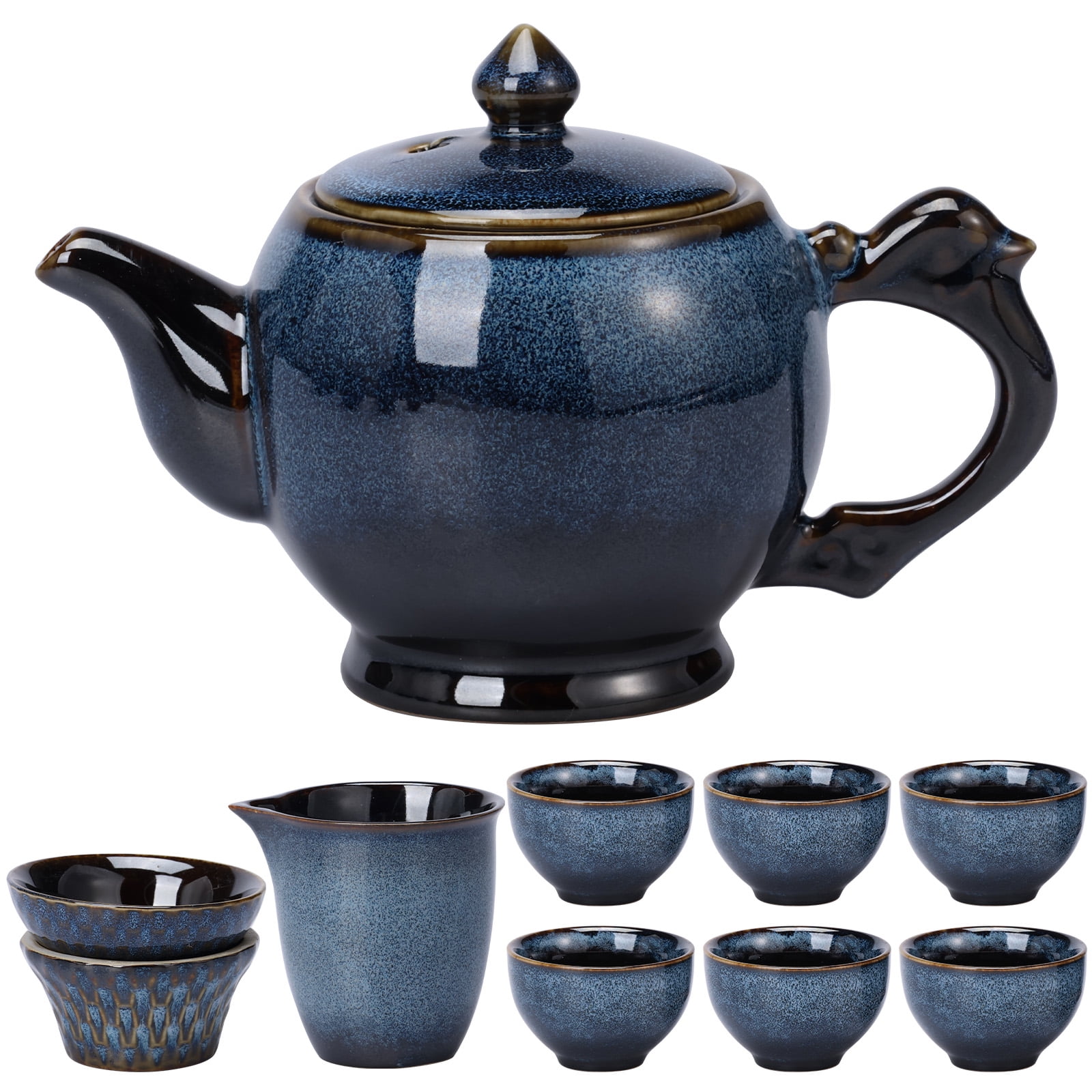 Ikoopy 9Pcs Ceramic Adult Afternoon Tea Pot Cup Set Elegant Chinese ...