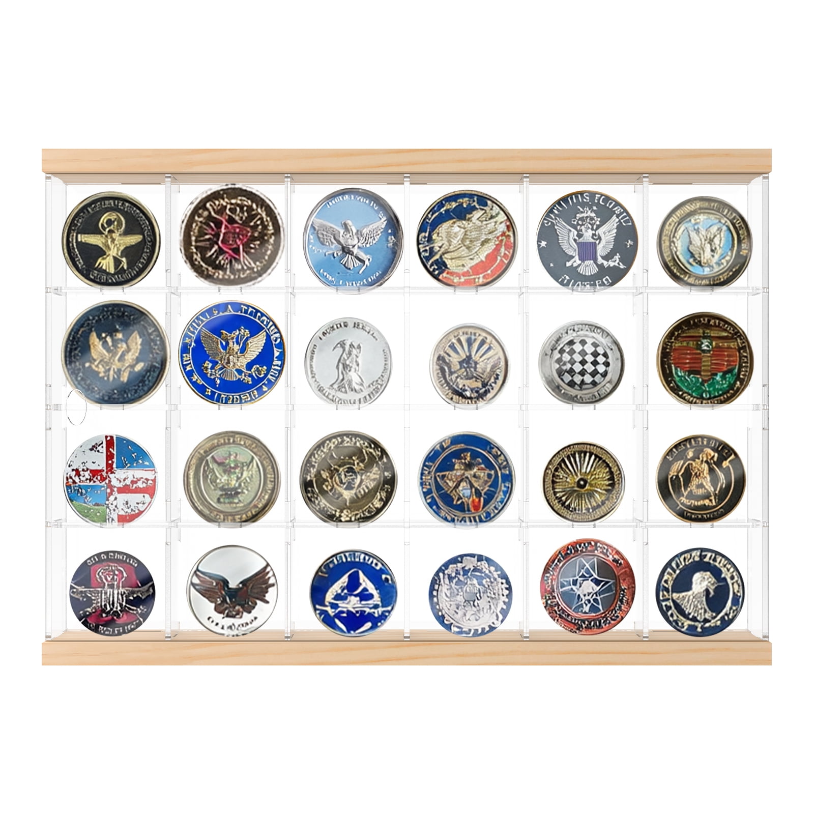 Ikoopy Acrylic Challenge Coin Holder with 16/24 Compartments Clear ...