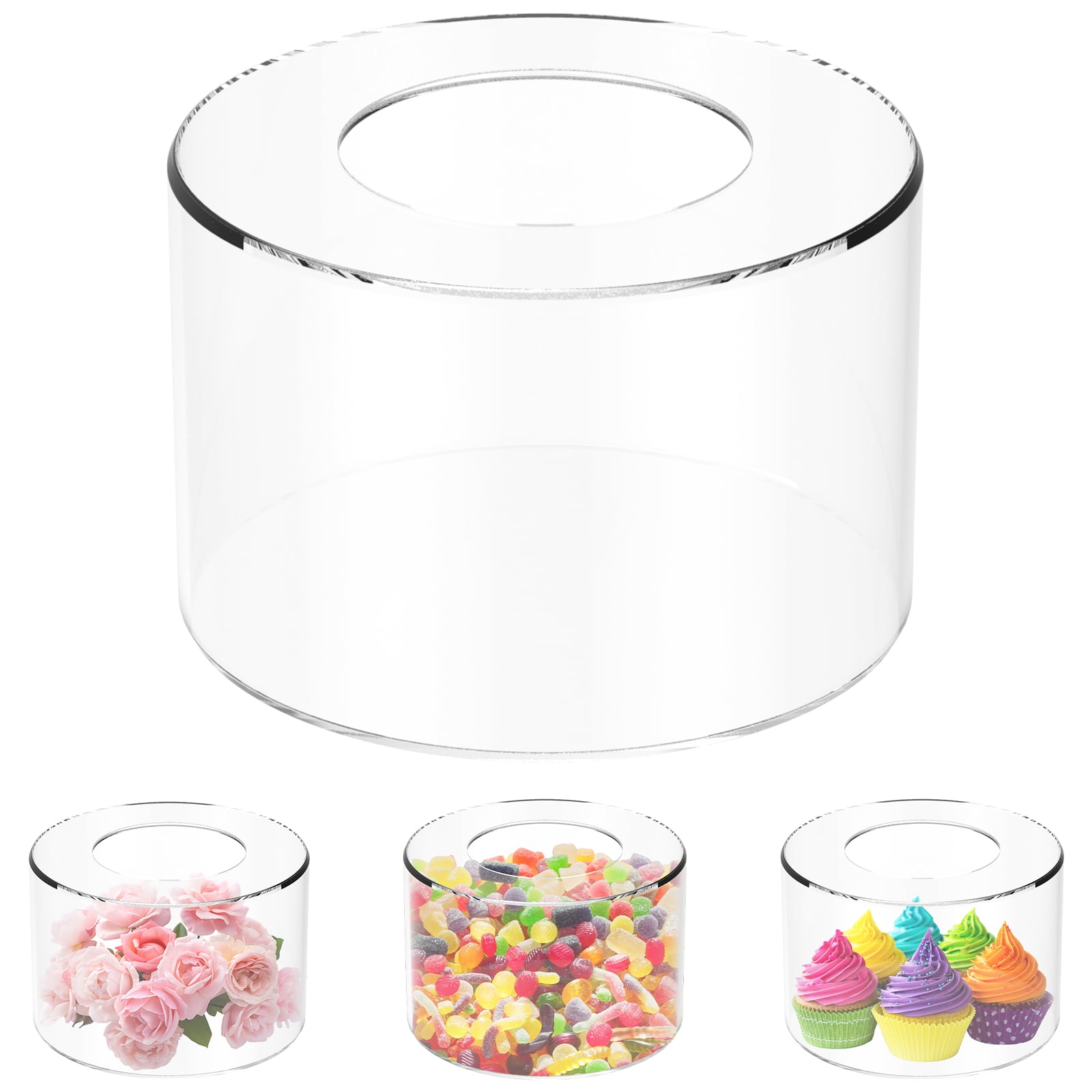 Ikoopy Acrylic Fillable Cake Stand Clear Cake Riser Cylinder Cupcake ...