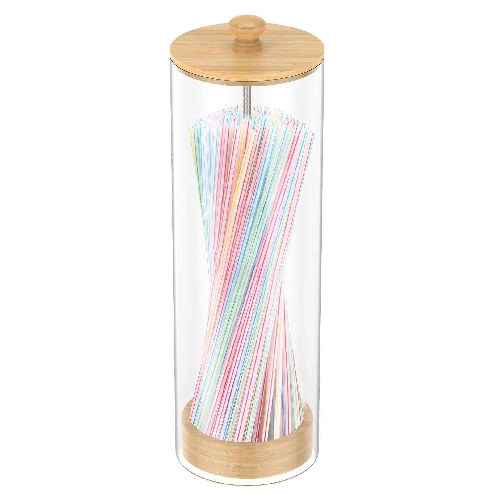 Ikoopy Acrylic Straw Holder Dispenser with Wooden Lid Transparent ...