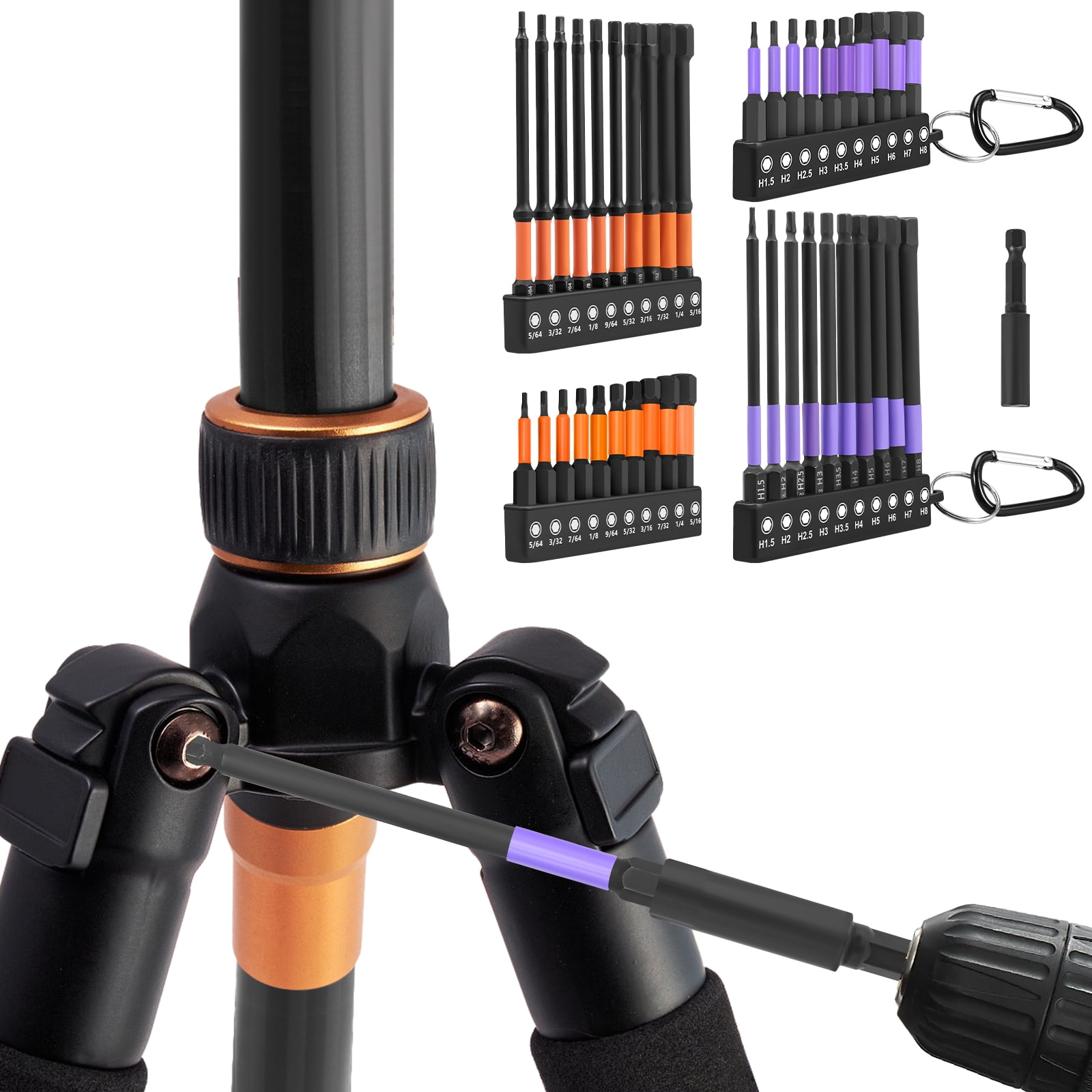 Ikoopy Allen Wrench Drill Bit Set 40pcs Hex Bit Set Metric and SAE with ...