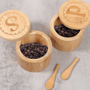 Totally Bamboo Salt and Pepper Storage Set, Wooden Salt Box, Seasoning ...