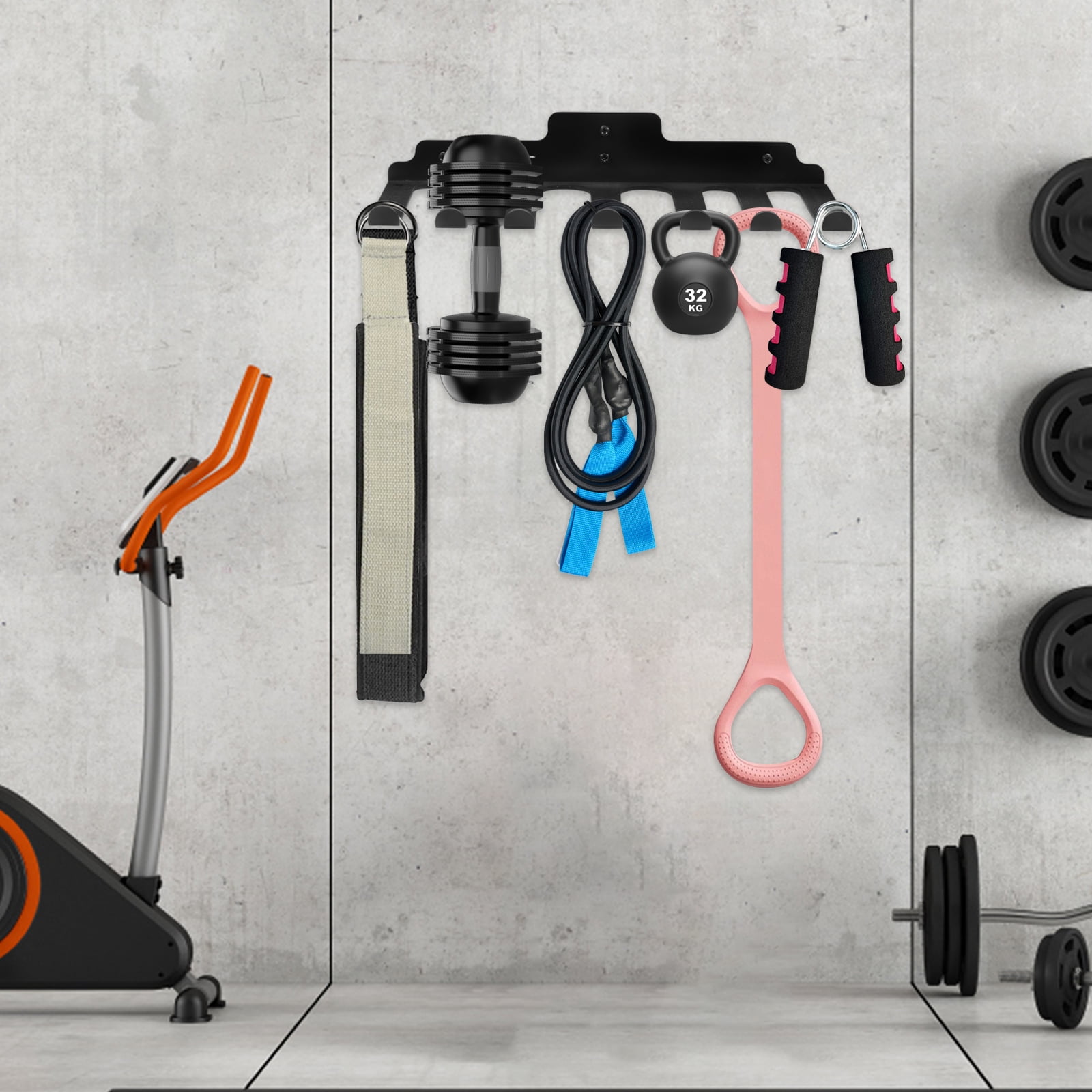 Ikoopy Barbell Hanger Wall Mounted Barbell Holder Space Saving Barbell Storage Rack Vertical Gym ...