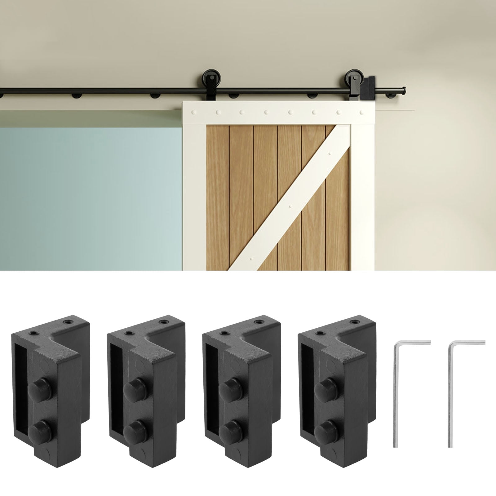 Ikoopy Barn Door Stopper Plastic Barn Roller Stopper with L Shape ...
